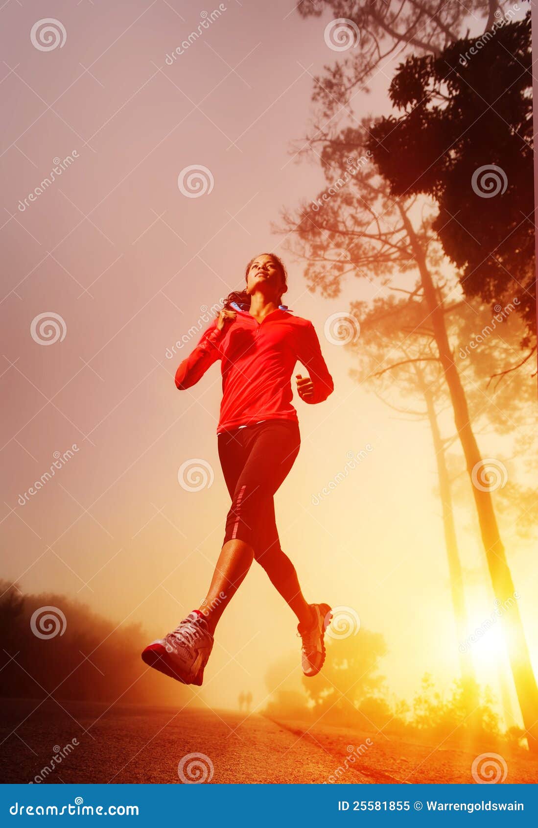 Sunrise running woman stock image. Image of misty, nature - 25581855