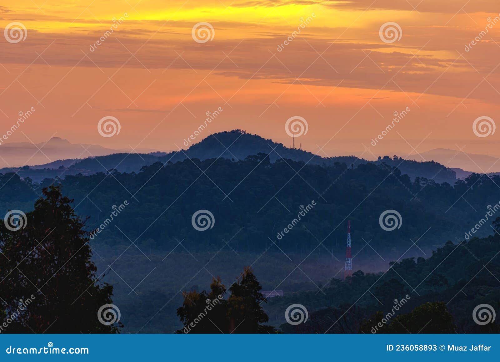 Sunrise Scenery at Mount Ledang, Johor, Malaysia. Stock Image - Image ...