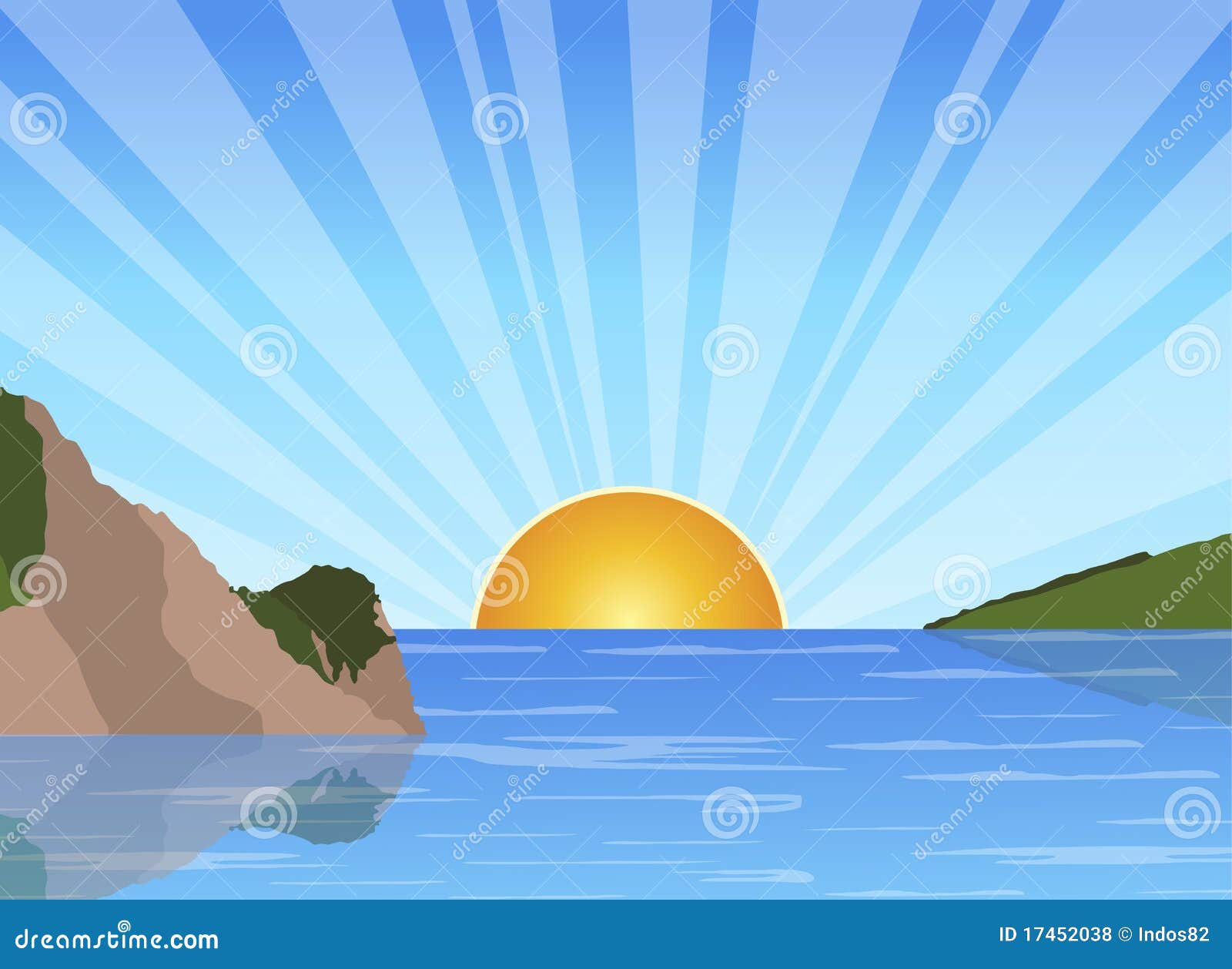 Sunrise at sea stock vector. Illustration of colorful - 17452038