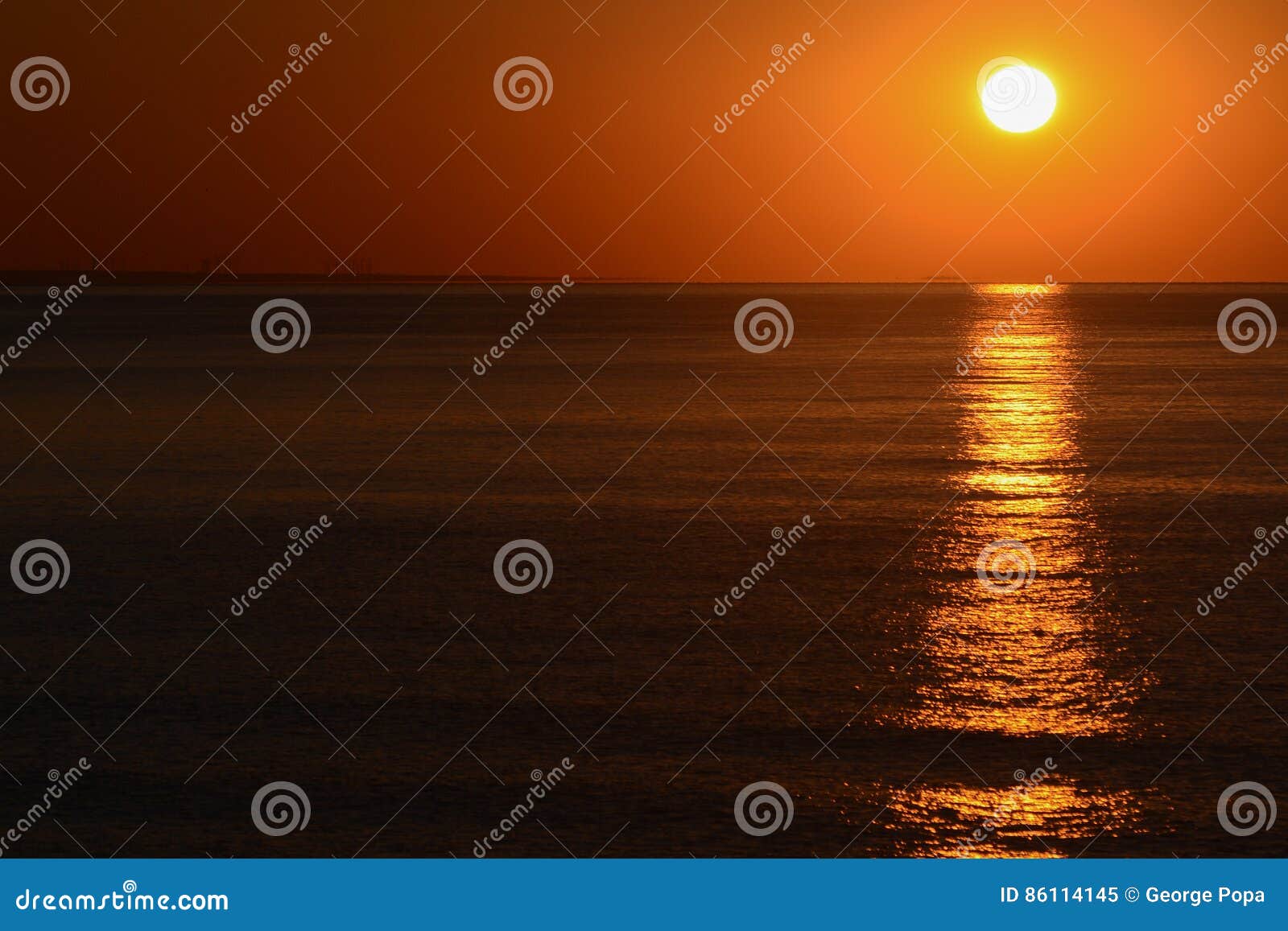 The Sunrise from the Sea, with the Sun on Right, Orange Sky and Long ...