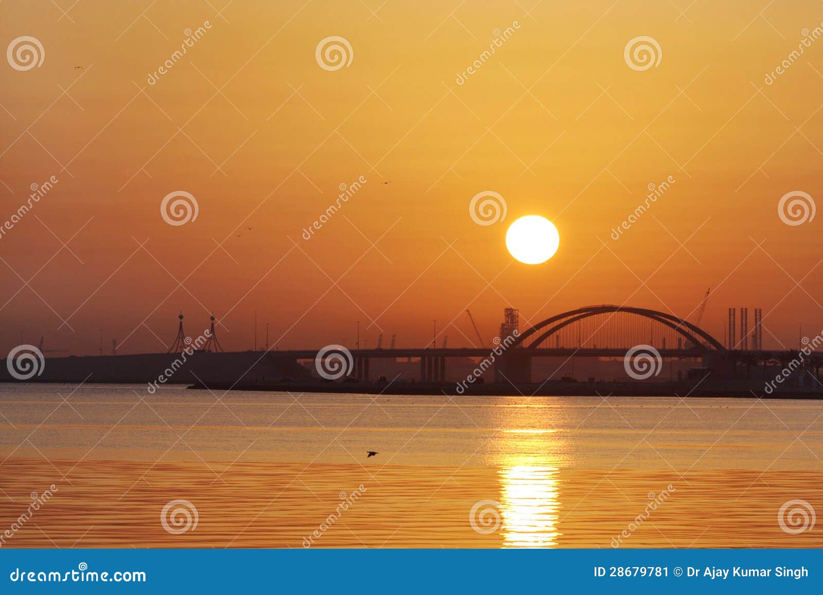 Sunrise at Shaikh Khalifa Bridge Bahrain Stock Image - Image of ...