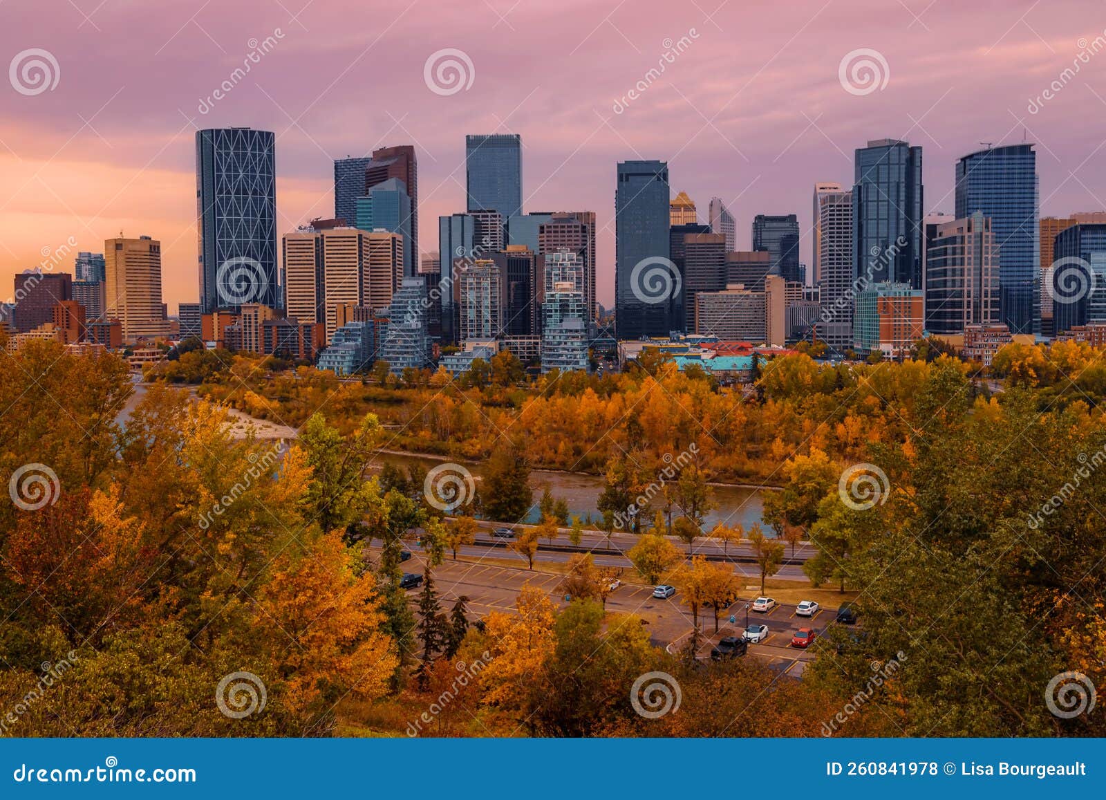 Sunrise Sky Over Downtown Calgary in the Fall Stock Photo - Image of ...