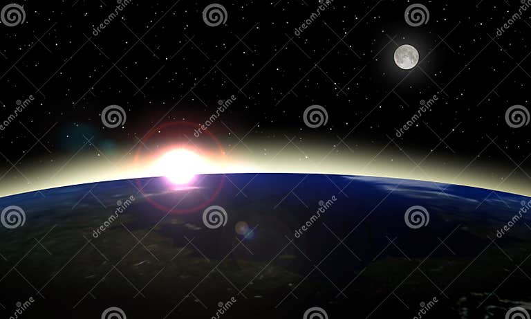Sunrise from space stock illustration. Illustration of land - 620820