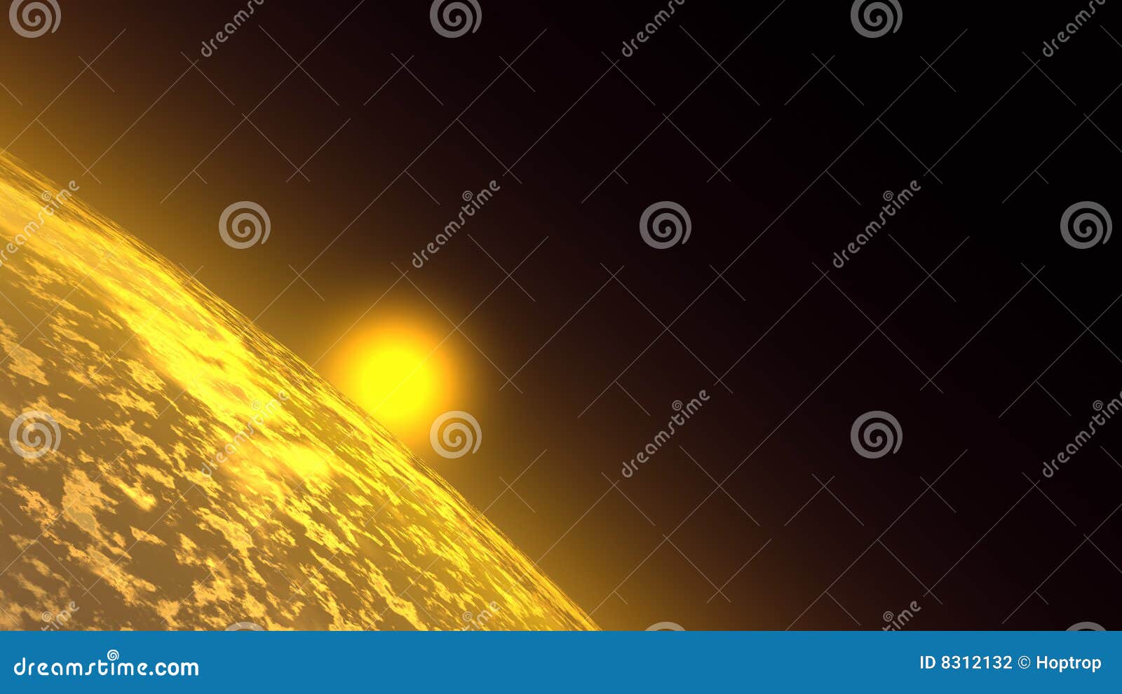 Sunrise in the space stock illustration. Illustration of rays - 8312132