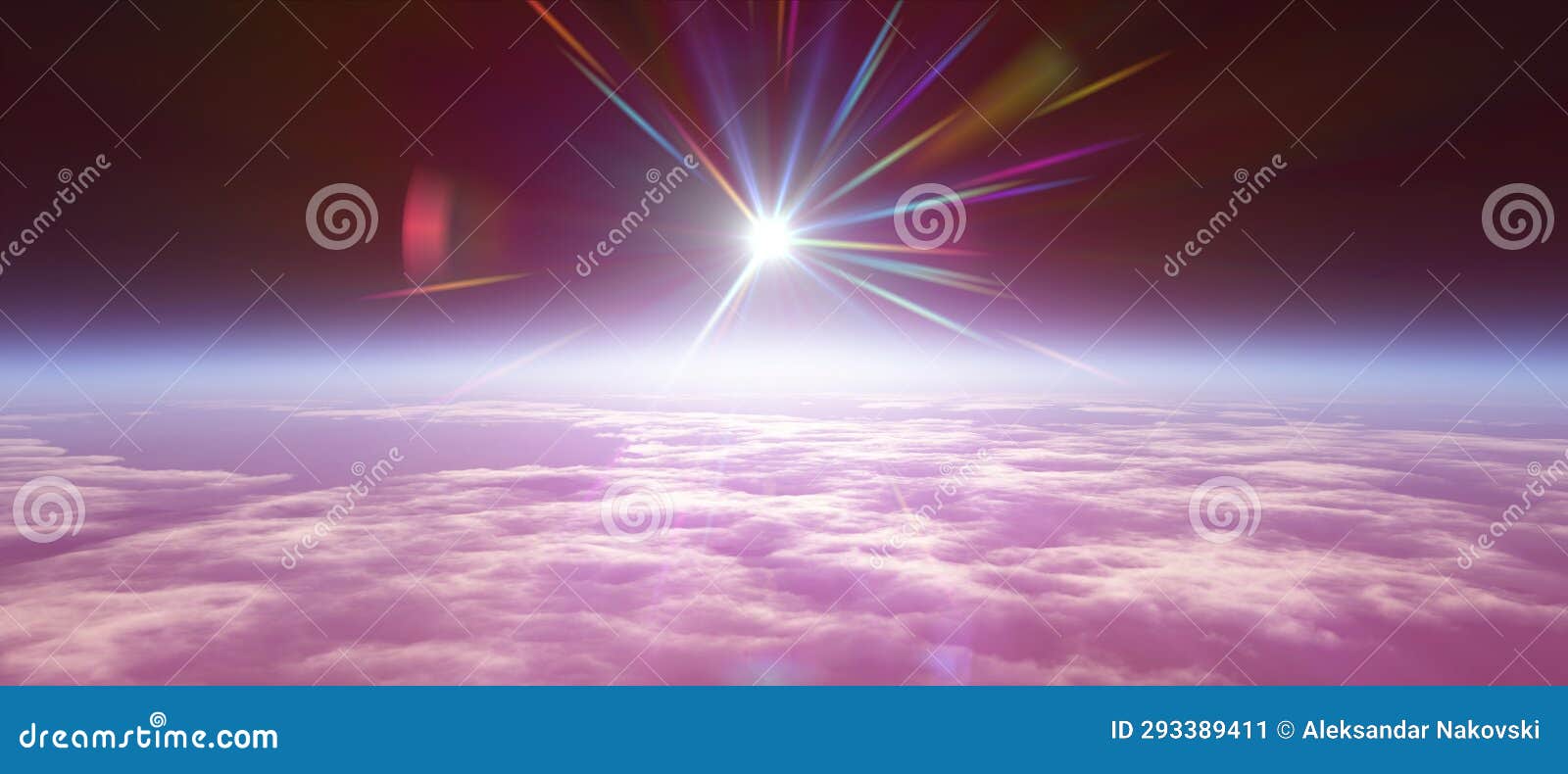 Sunrise from Space Aurora, 3d Rendering Stock Illustration ...