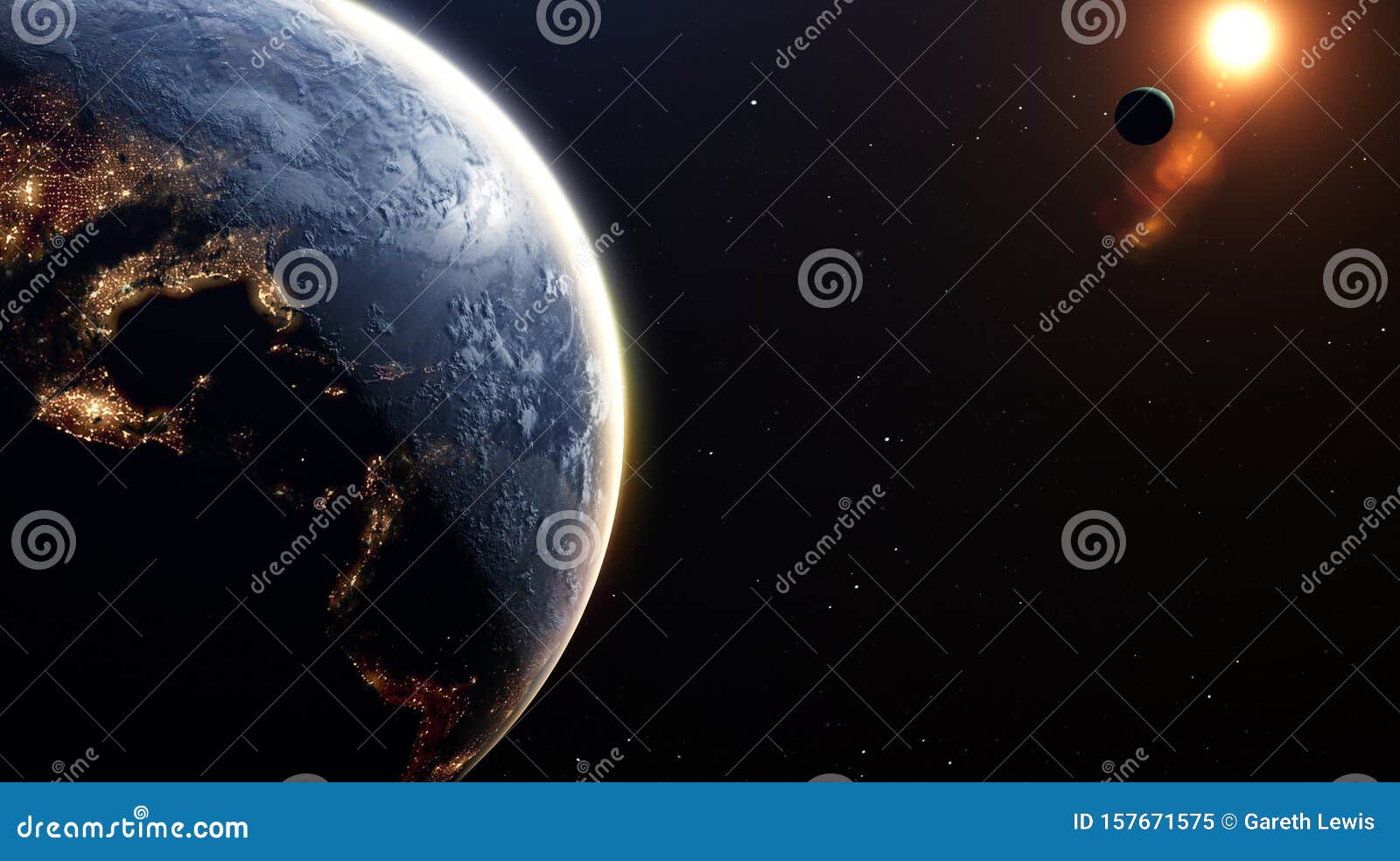 Sunrise over Earth stock image. Image of space, globe - 157671575