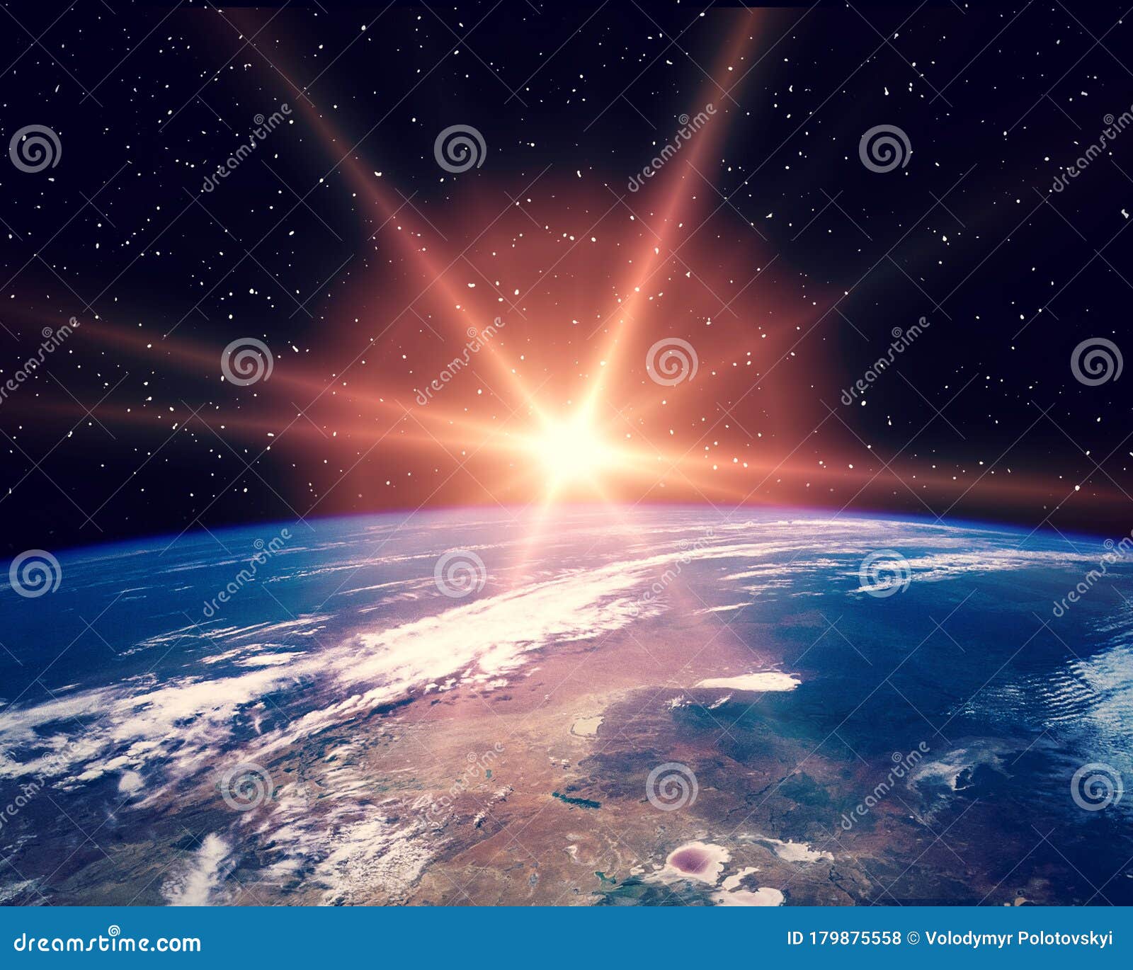 Sunrise and Stars. the Elements of this Image Furnished by NASA Stock ...