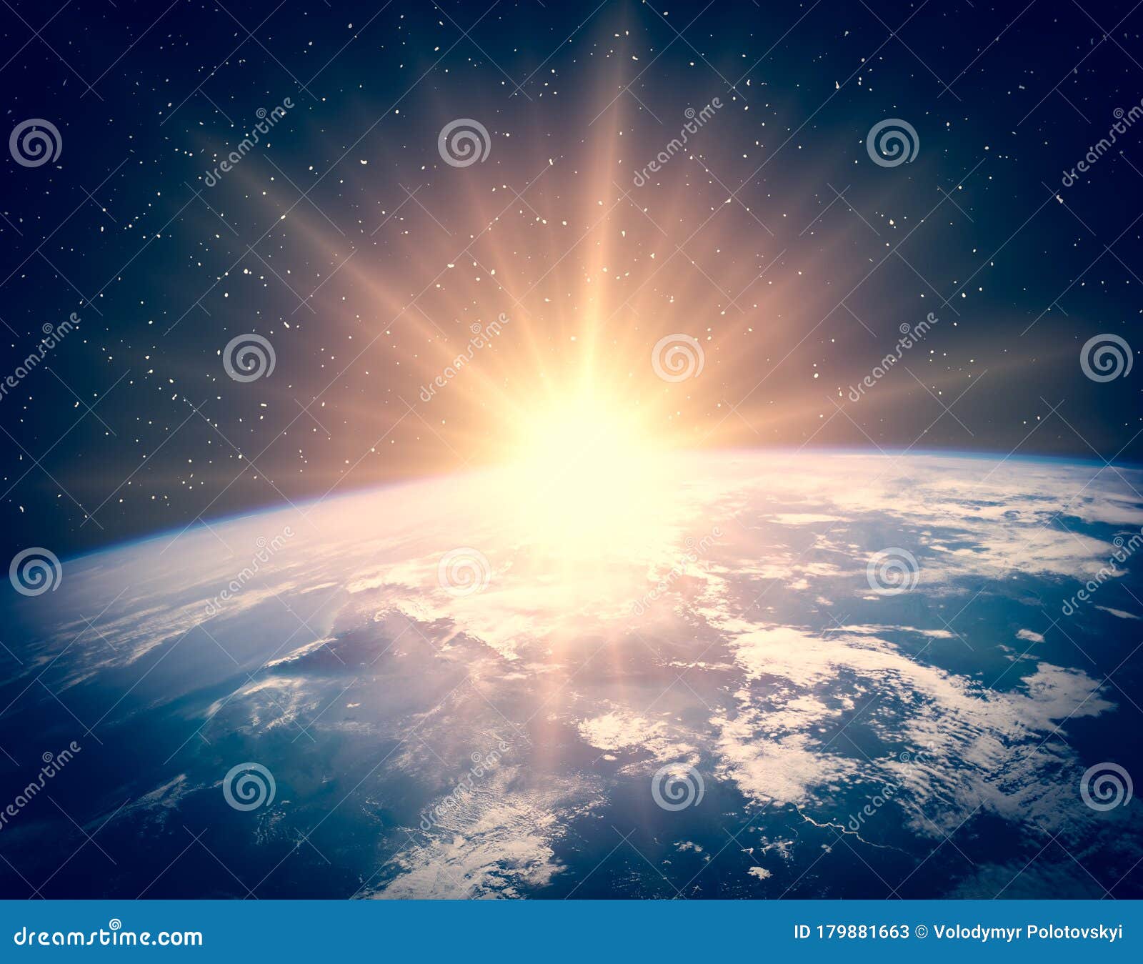 Sunrise and Stars. the Elements of this Image Furnished by NASA Stock ...