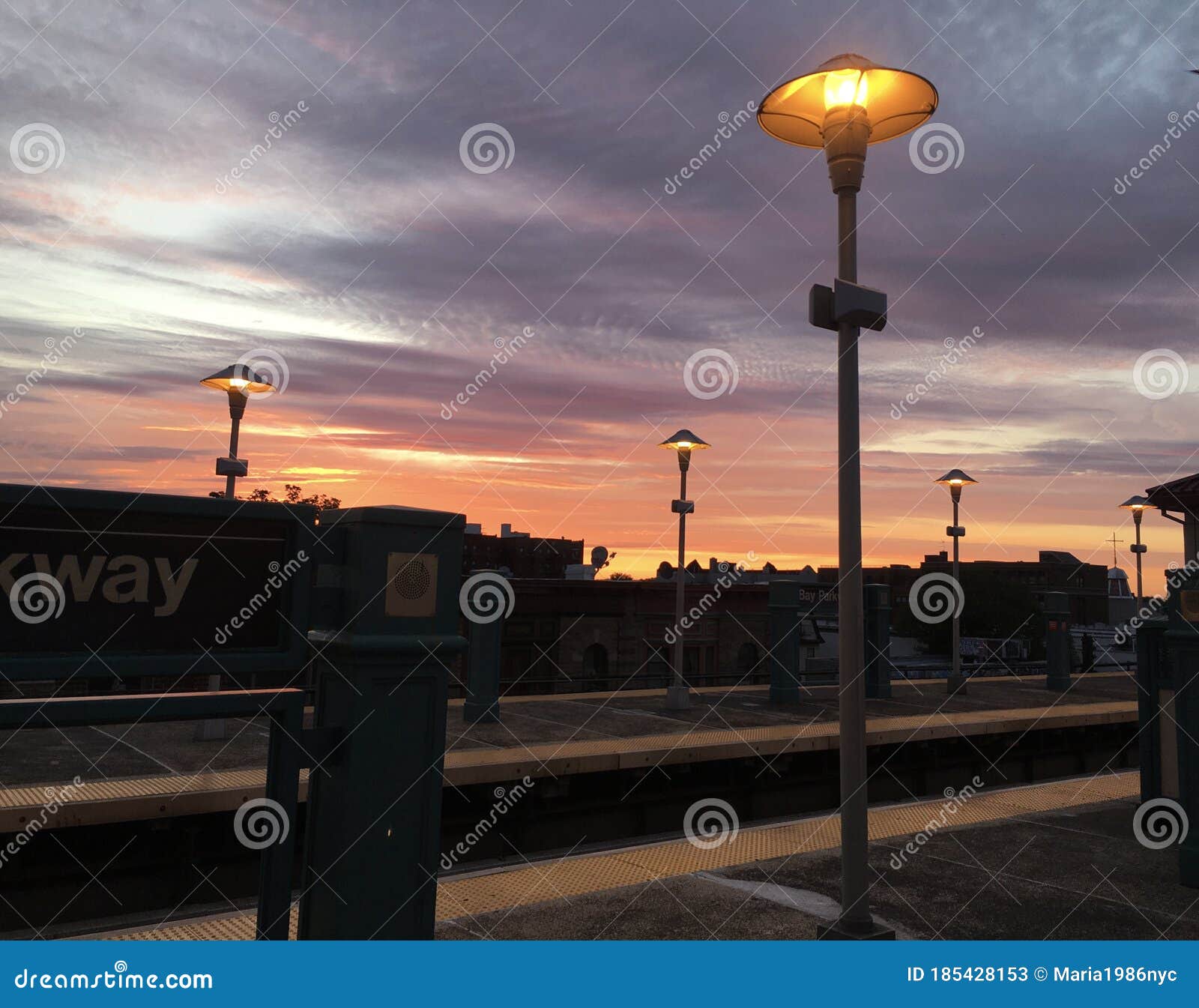 Sunrise in Summer in Brooklyn, New York, NY. Stock Image - Image of ...