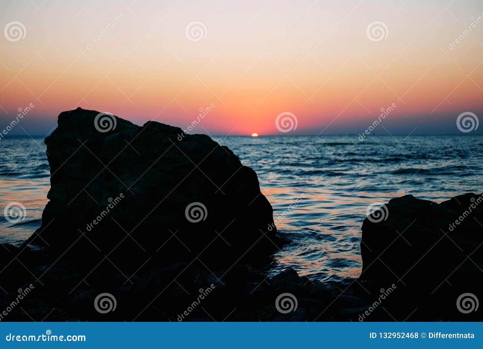 Sunrise on the Summer Sea in Blue Hour Stock Photo - Image of beach ...
