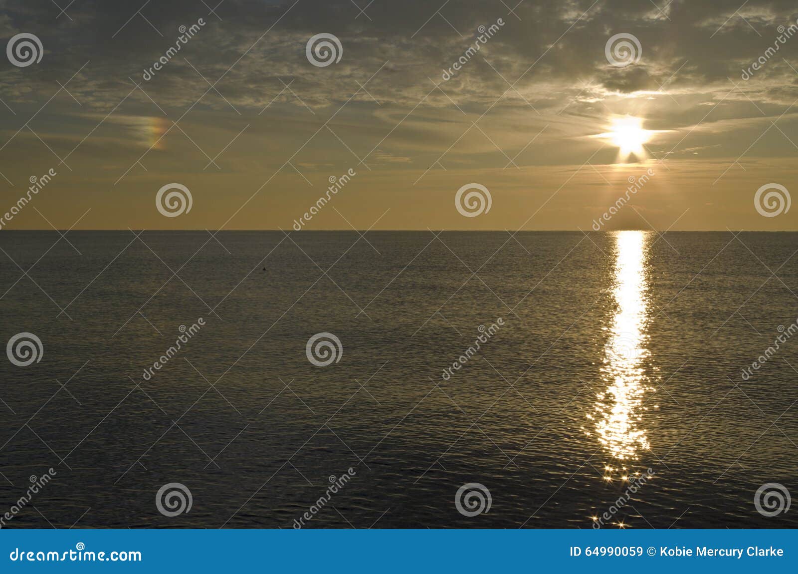 Sunrise and Sundog at the End of the Lake Stock Image - Image of ...