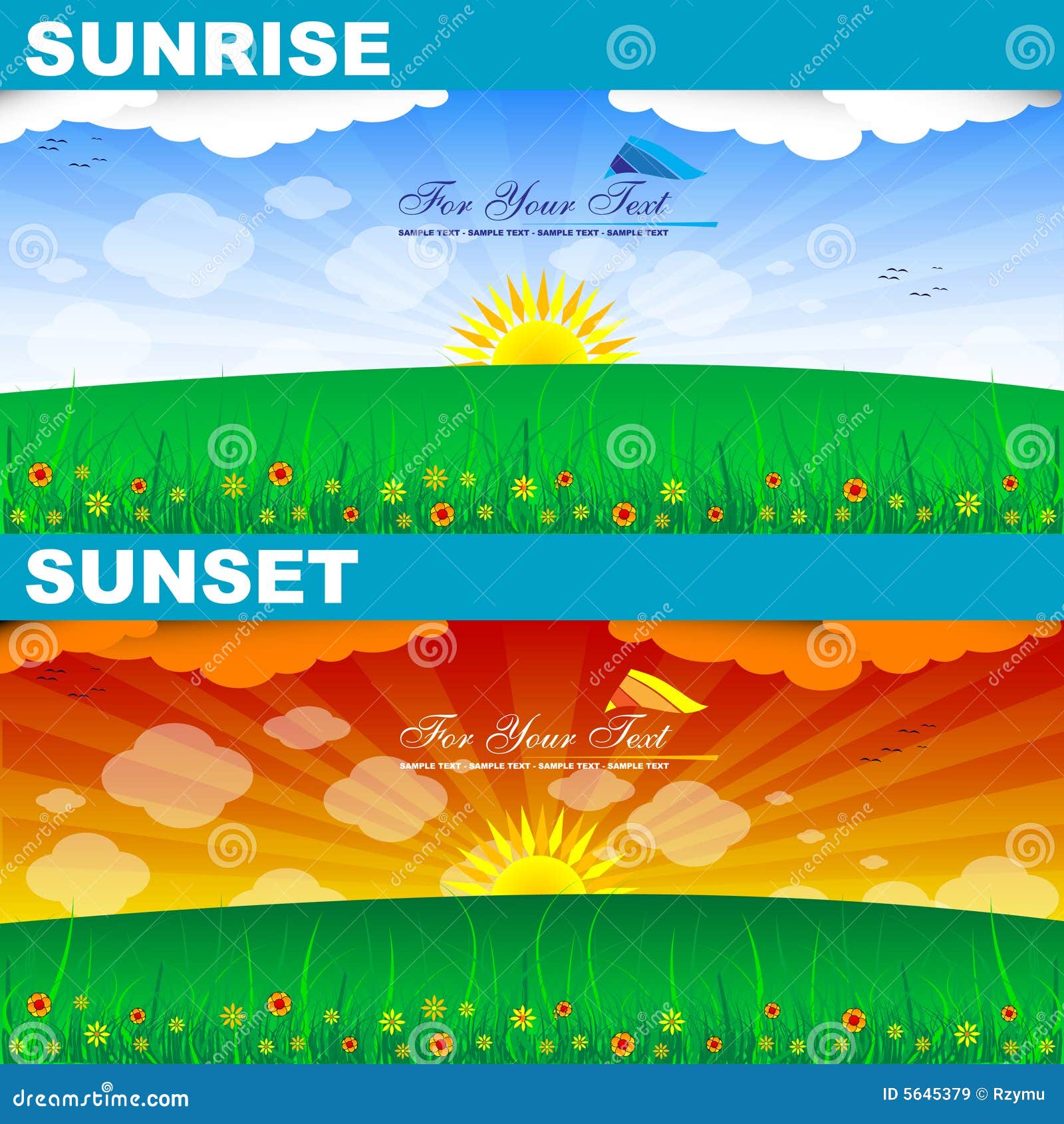 Sunrise and sunset stock vector. Illustration of corner - 5645379