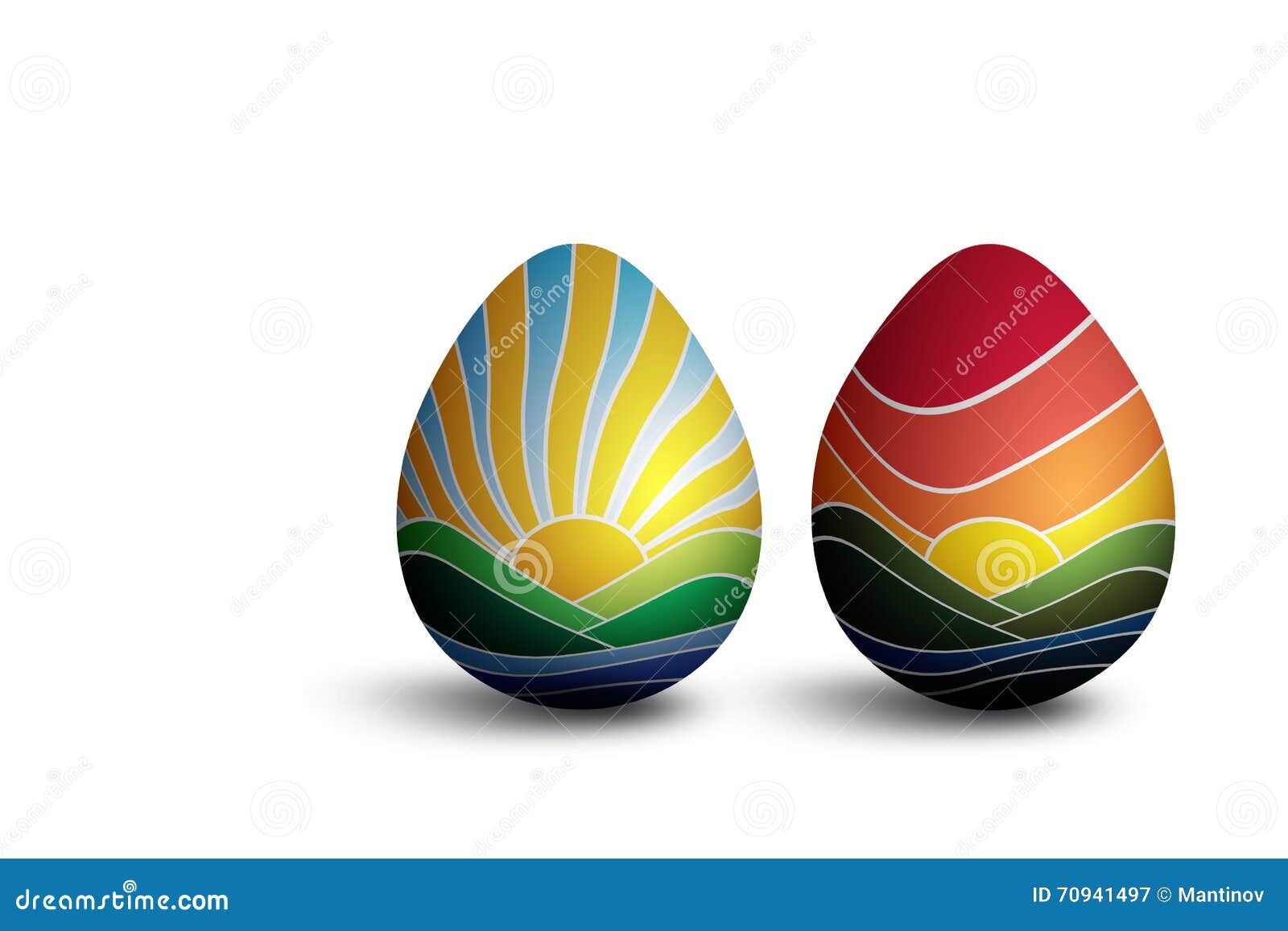 Sunrise and Sunset Eggs for Easter Stock Illustration - Illustration of ...