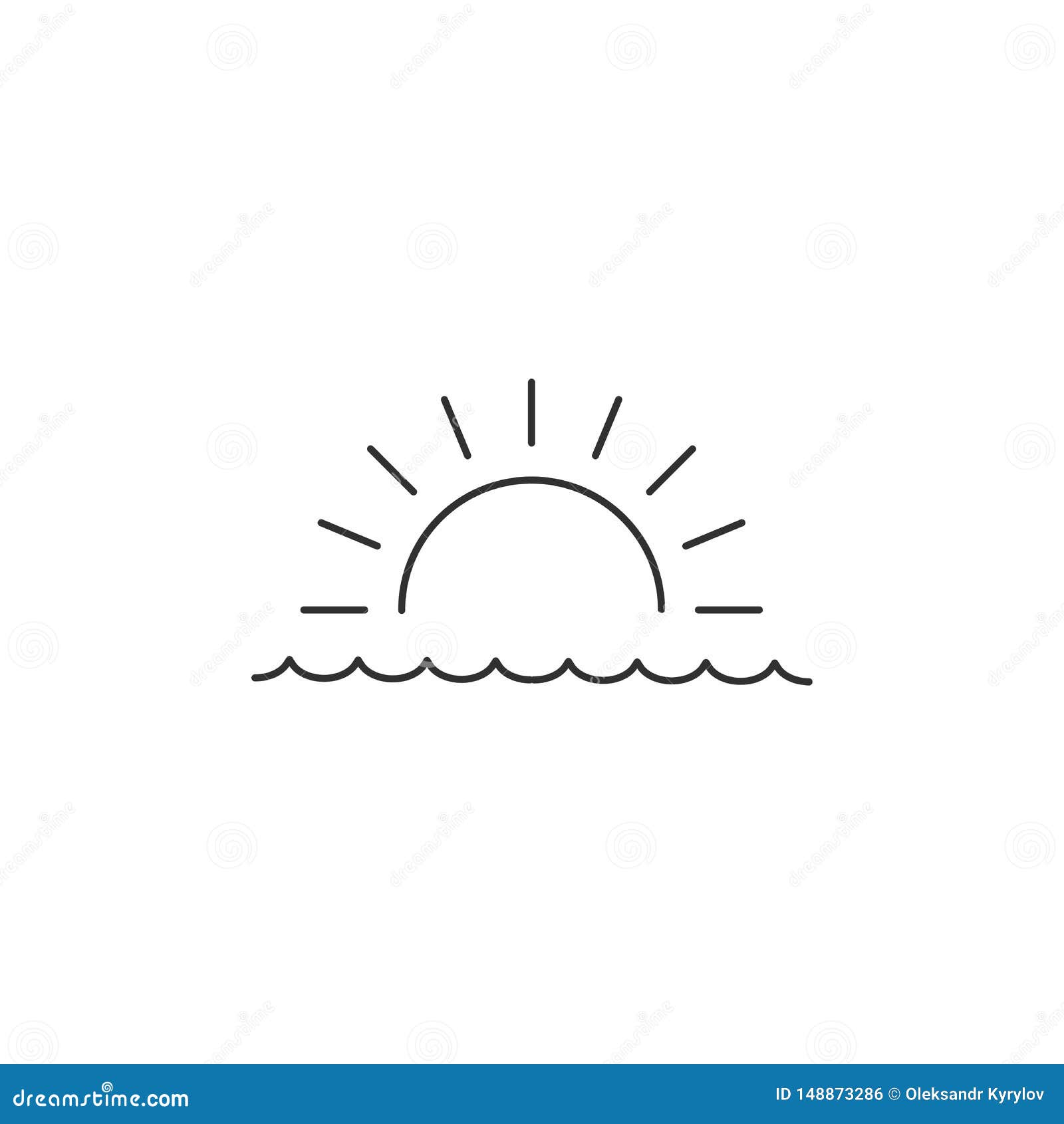 Sunrise or Sunset Over the Sea Linear Minimal Single Flat Icon. Sea and ... Sunrise or Sunset Over the Sea Linear Minimal Single Flat Icon. Sea and ...