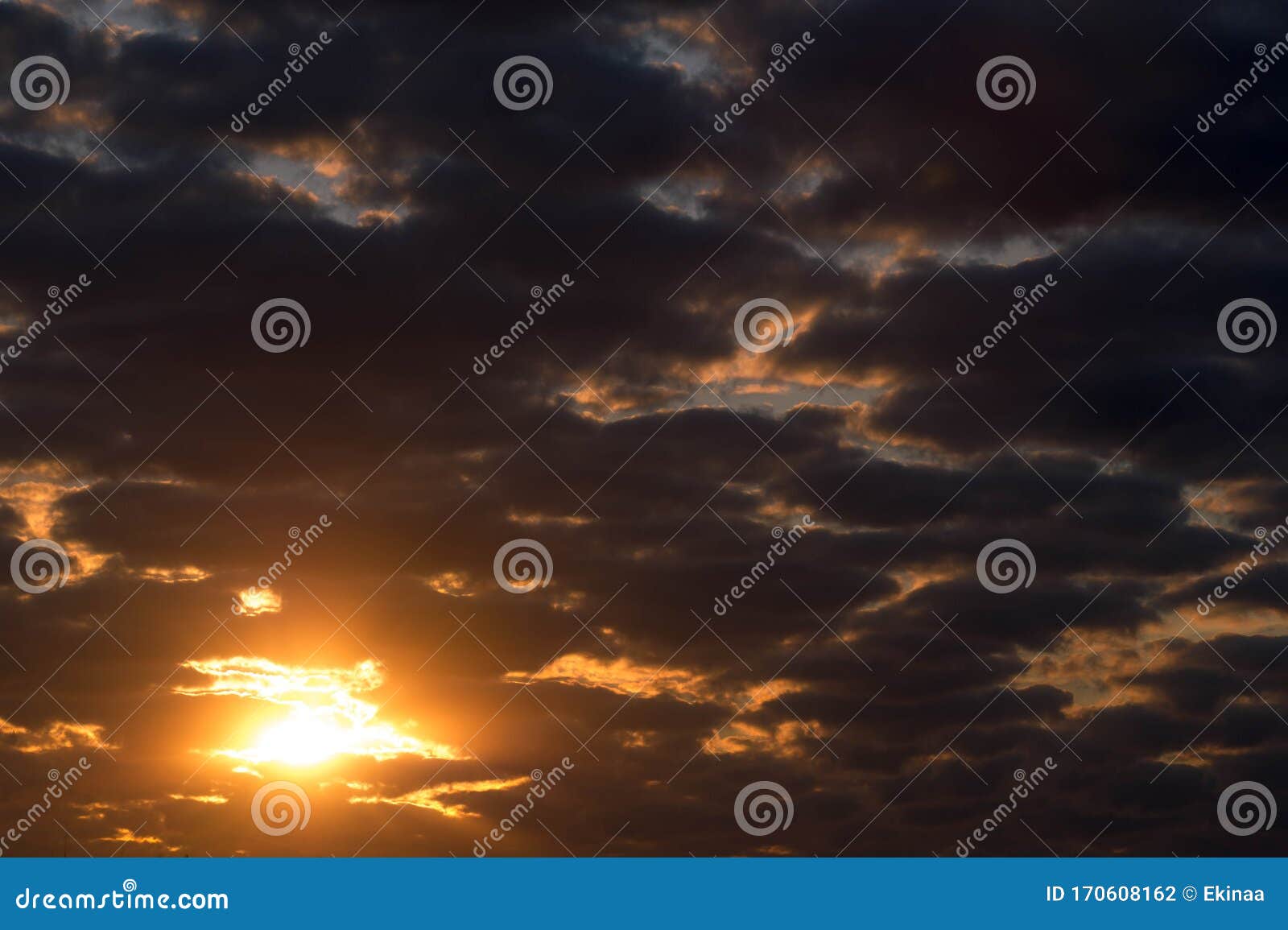 Sunrise Sunset. Sky Clouds, Sunbeam through the Clouds Stock Photo ...