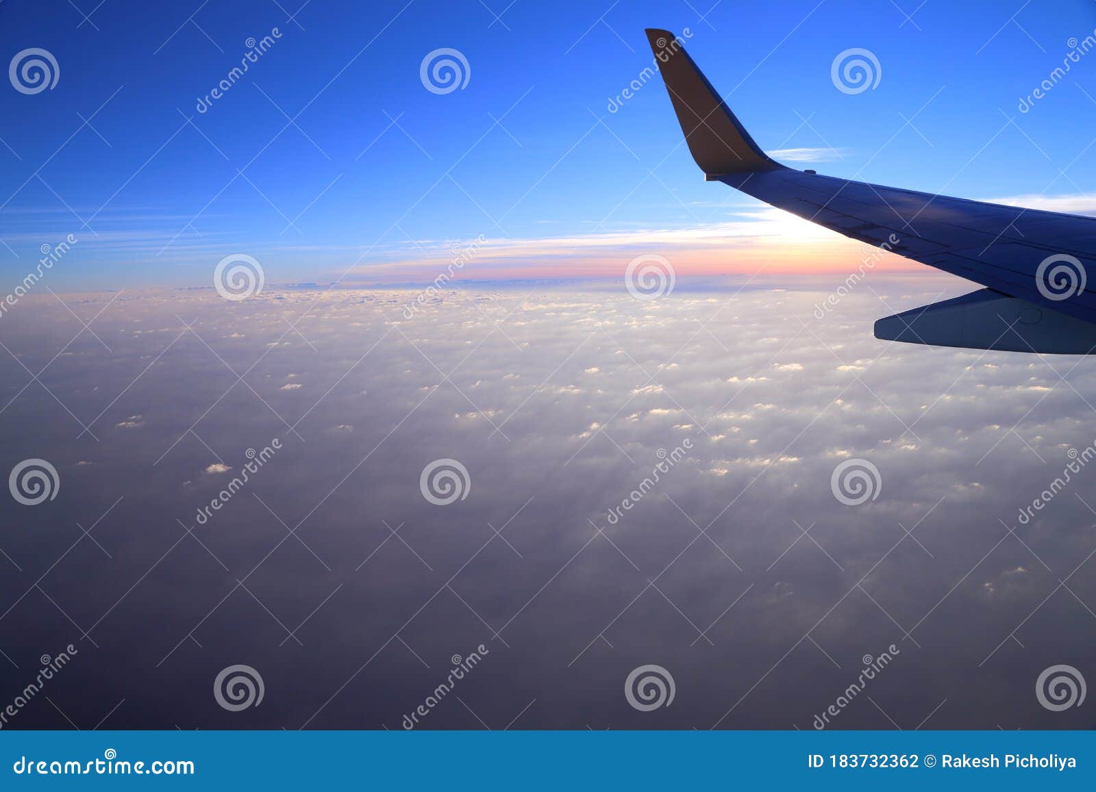 Sunrise or Sunset View from Flight Window Stock Photo - Image of travel ...