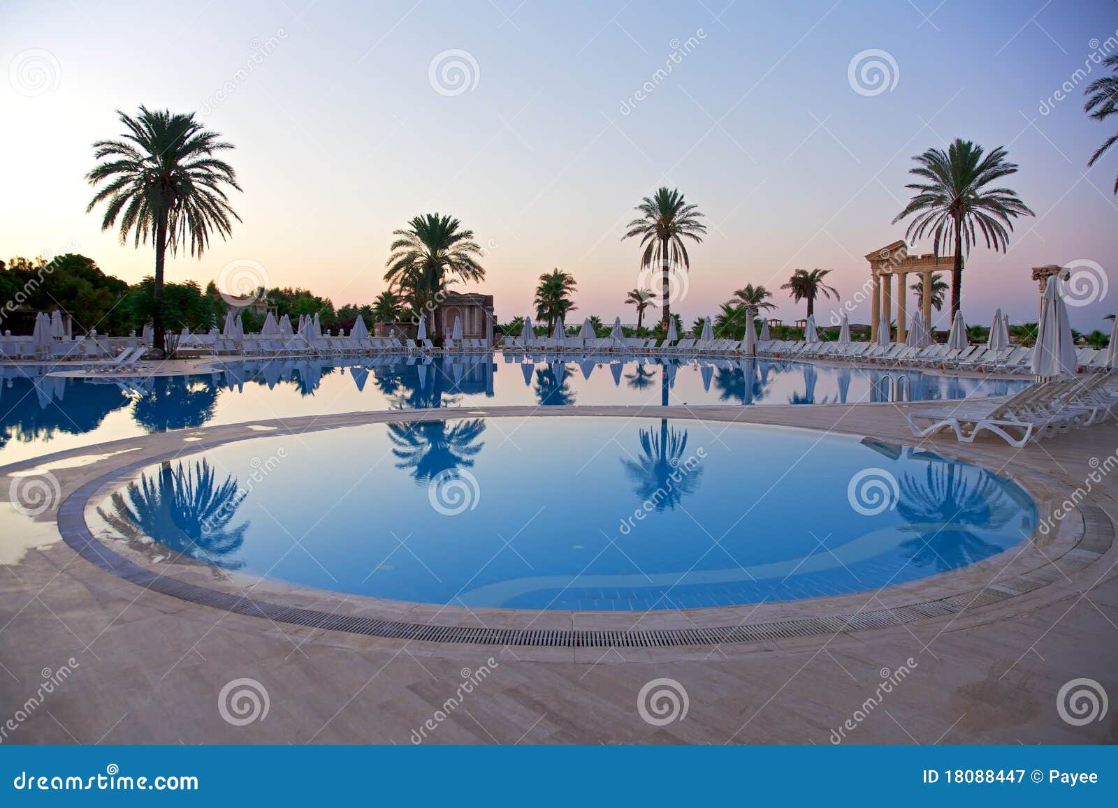 Sunrise on swimming pool stock image. Image of outdoors - 18088447