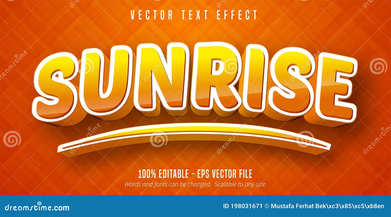 Sunrise Text, Cartoon Style Editable Text Effect Stock Vector ...