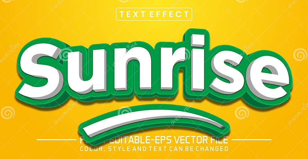 Sunrise Text Editable Style Effect Stock Vector - Illustration of ...