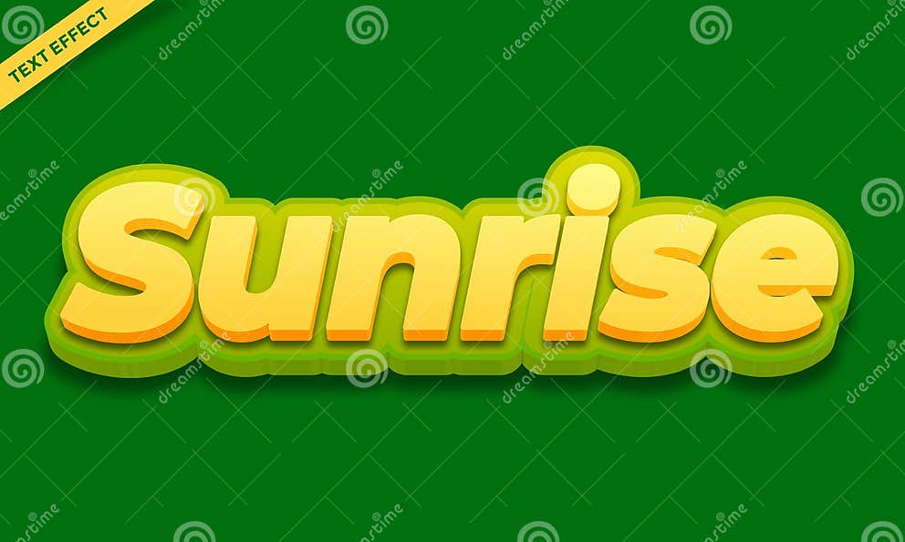 Sunrise Text Effect Design Vector Stock Illustration - Illustration of ...