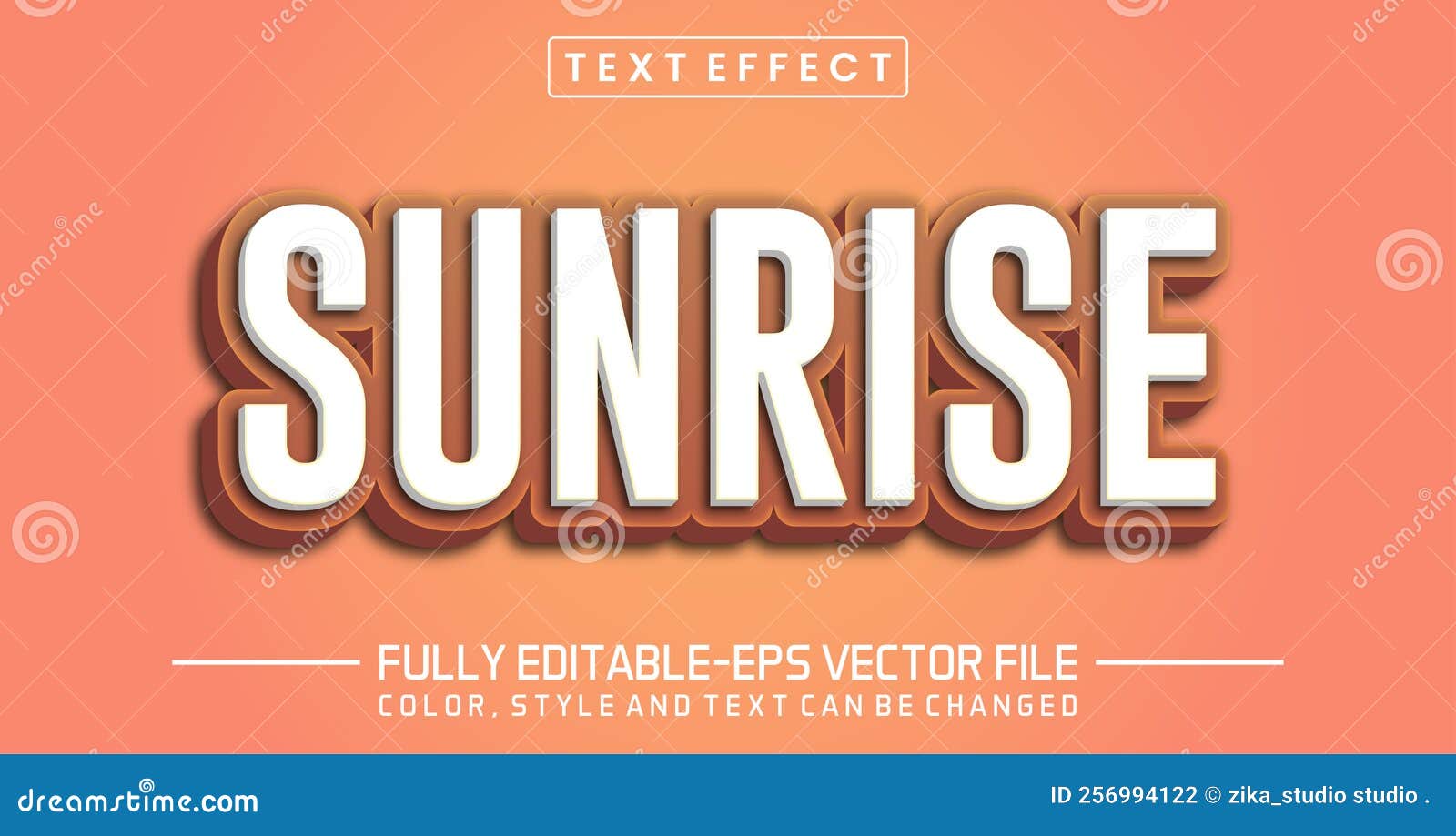 Sunrise Text Effect - Editable 3D Text Style Stock Vector ...