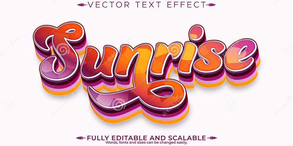 Sunrise Text Effect, Editable Sunset and Summer Text Style Stock ...