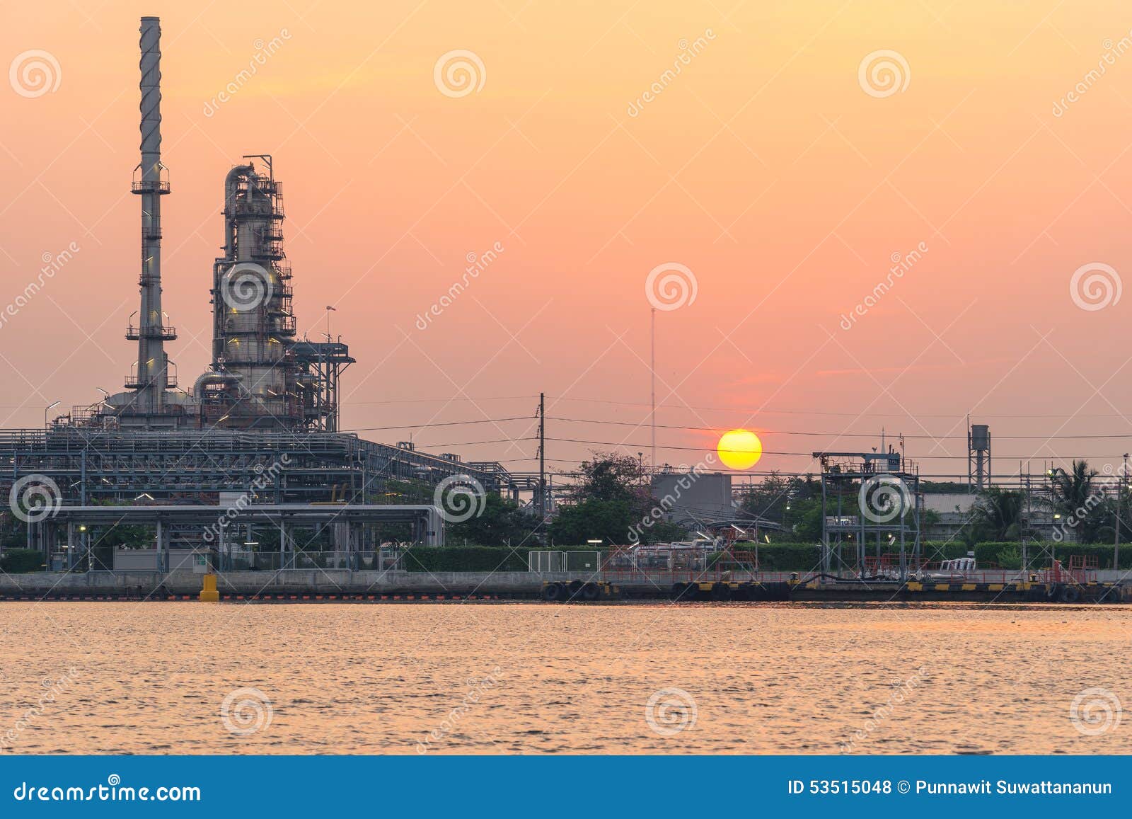 Sunrise at Thailand Refinery Stock Photo - Image of landscape, refinery ...