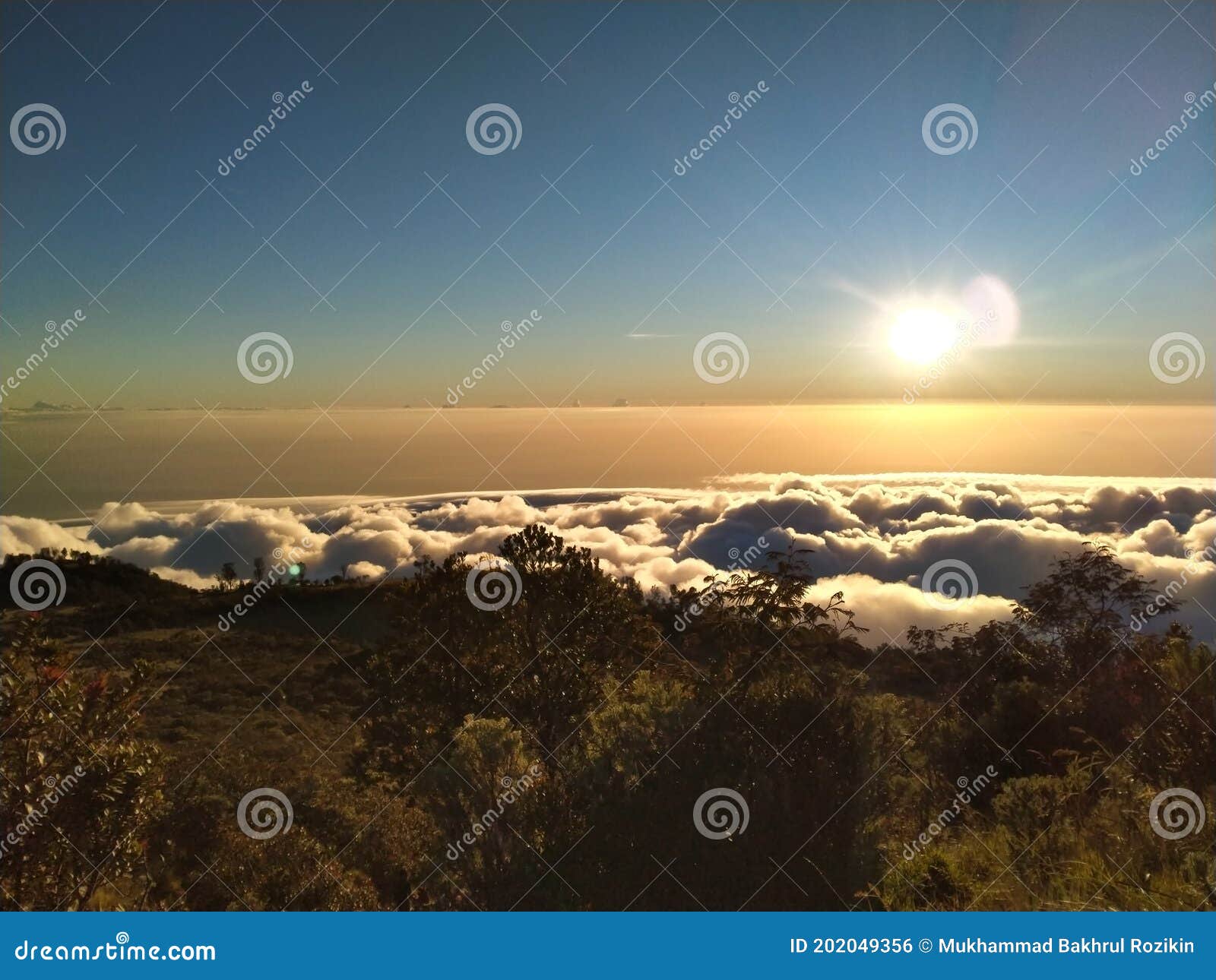 Sunrise at the Top of the Hargo Dumilah Mount Lawu Stock Photo - Image ...