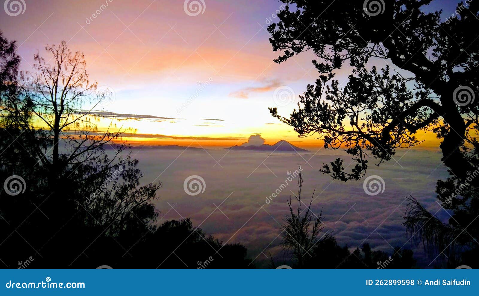 The Sunrise at the Top of Mount Arjuna is so Stunning Stock Photo ...