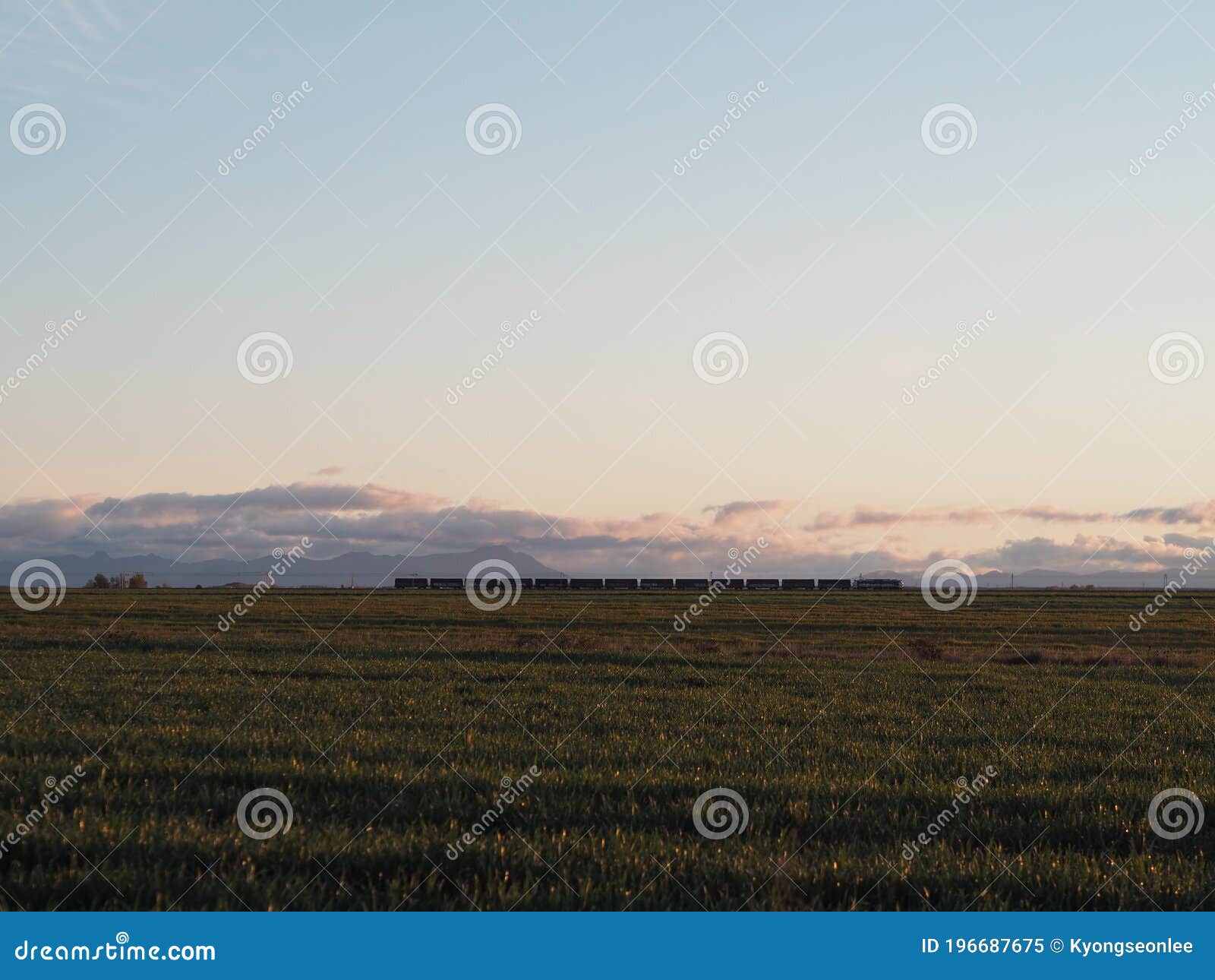 Sunrise and Train Early Morning Stock Image - Image of person, green ...
