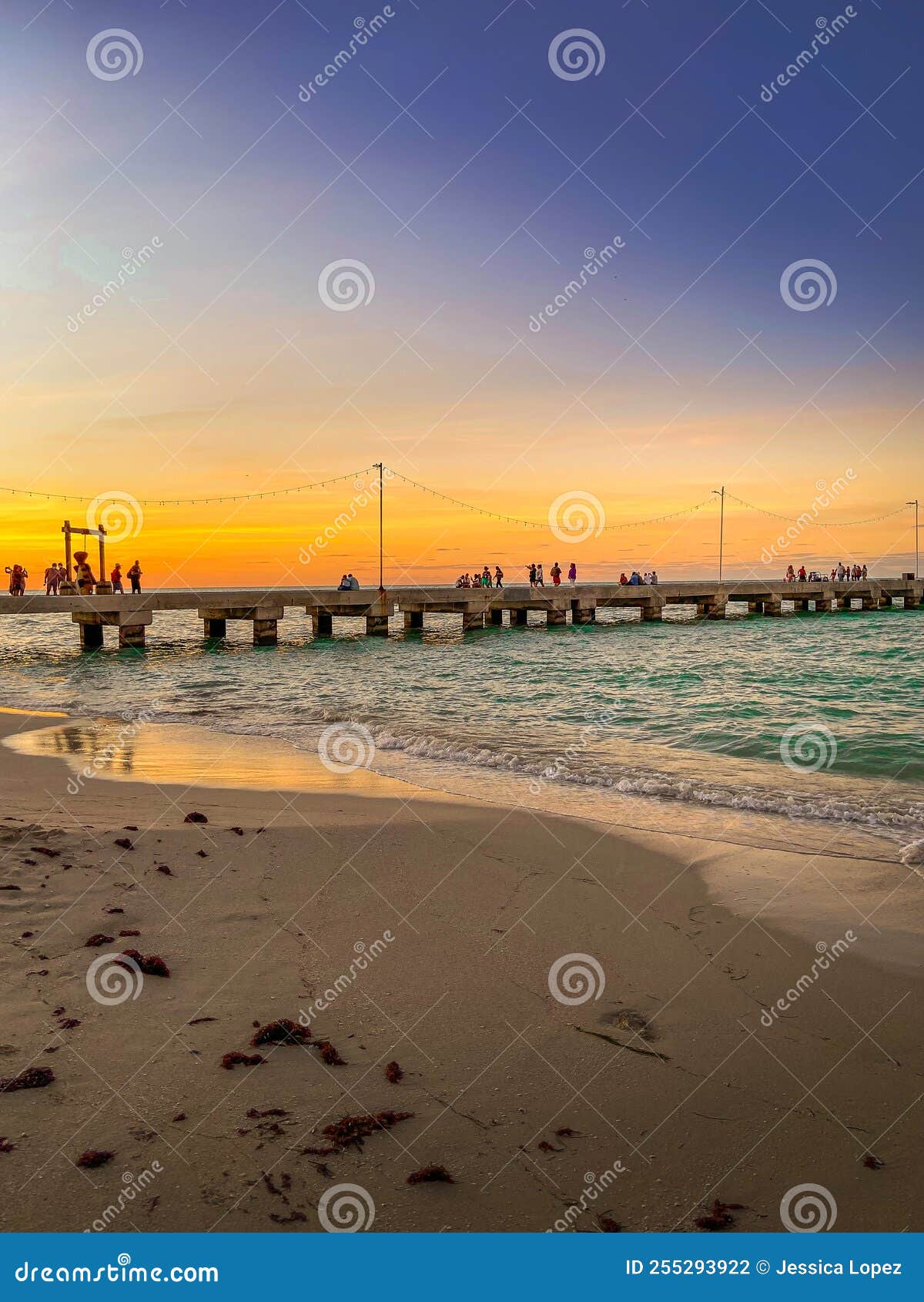 A Sunrise Under De Bridge in Puerto Progreso Stock Photo - Image of ...