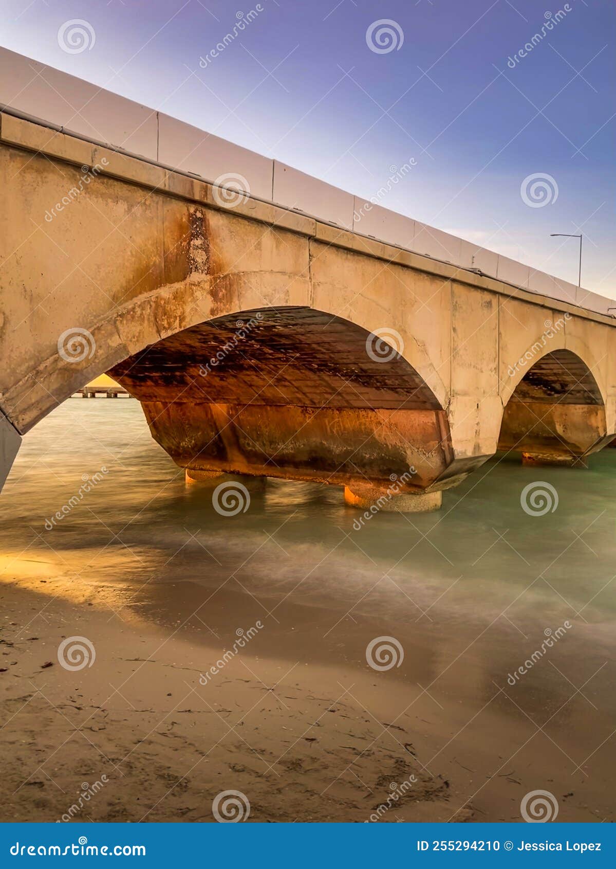 A Sunrise Under De Bridge in Puerto Progreso Stock Photo - Image of ...