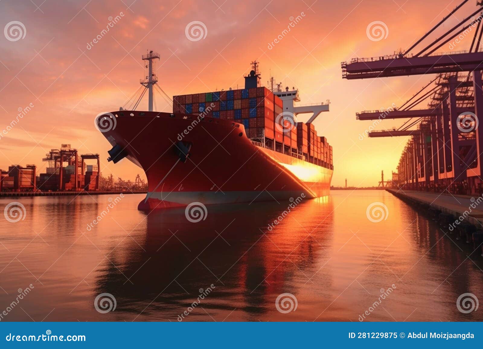 Vessel Loading Industrial Crane Facilitates Cargo Container Placement ...