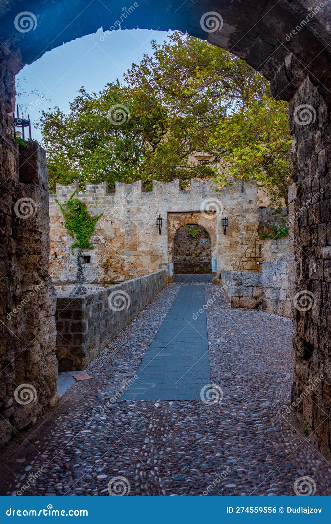 Sunrise View of the Amboise Gate of Rhodes in Greece Stock Photo ...