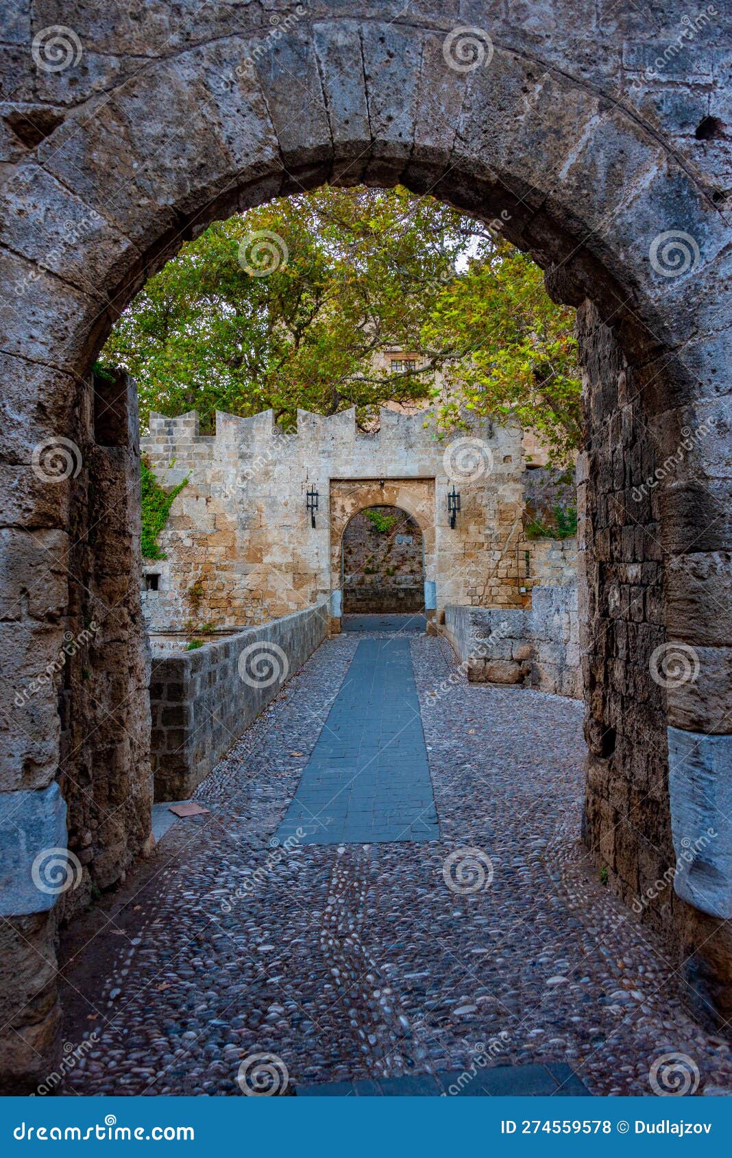 Sunrise View of the Amboise Gate of Rhodes in Greece Stock Photo ...