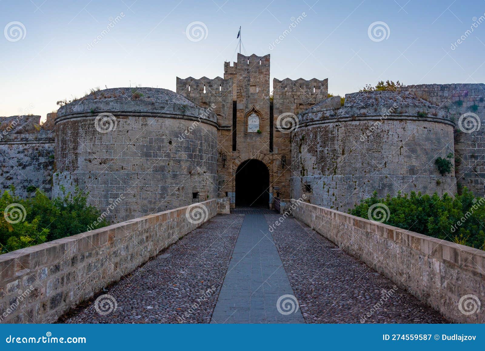 Sunrise View of the Amboise Gate of Rhodes in Greece Stock Image ...