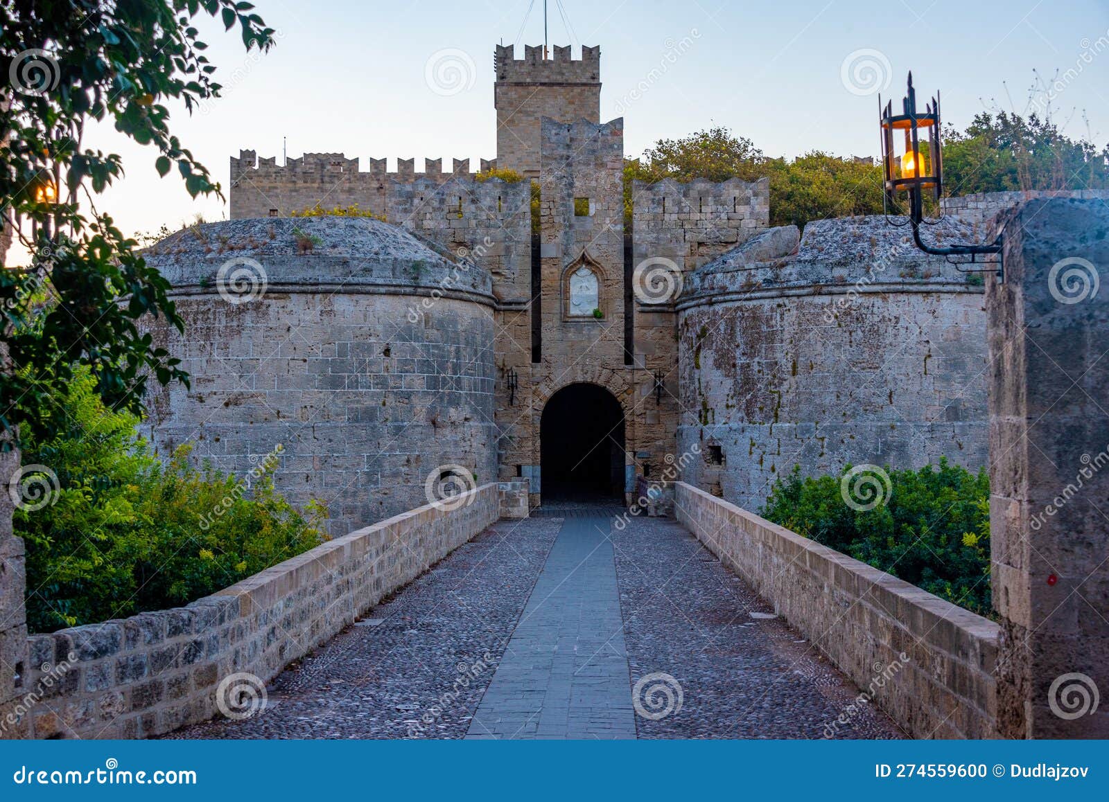 Sunrise View of the Amboise Gate of Rhodes in Greece Stock Photo ...