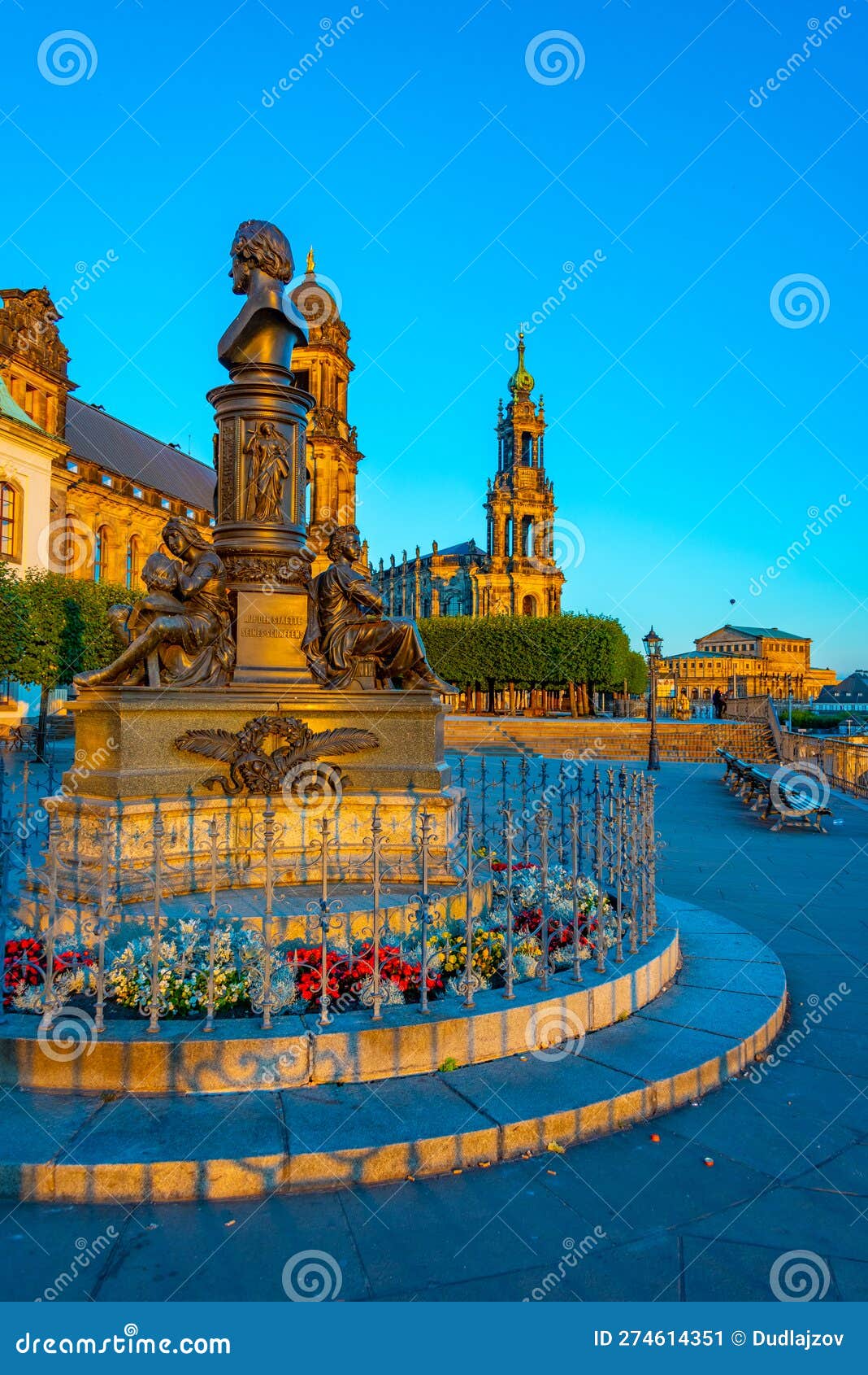 Sunrise View of Bruhlsche Terrasse at German Town Dresden Stock Image ...