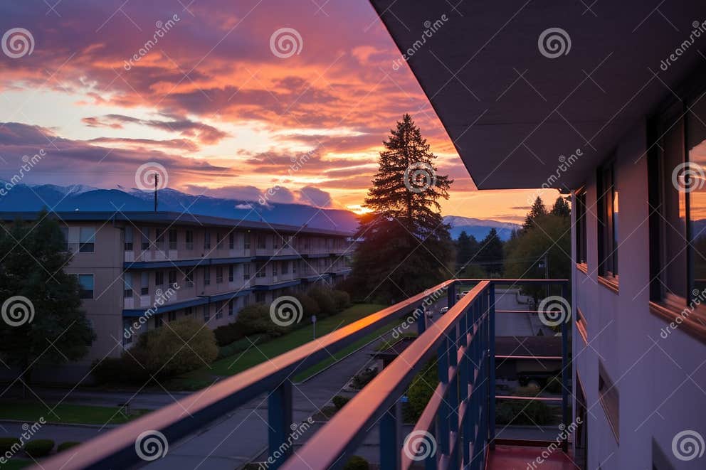 Sunrise View from a College Dormitory Window Stock Photo - Image of ...