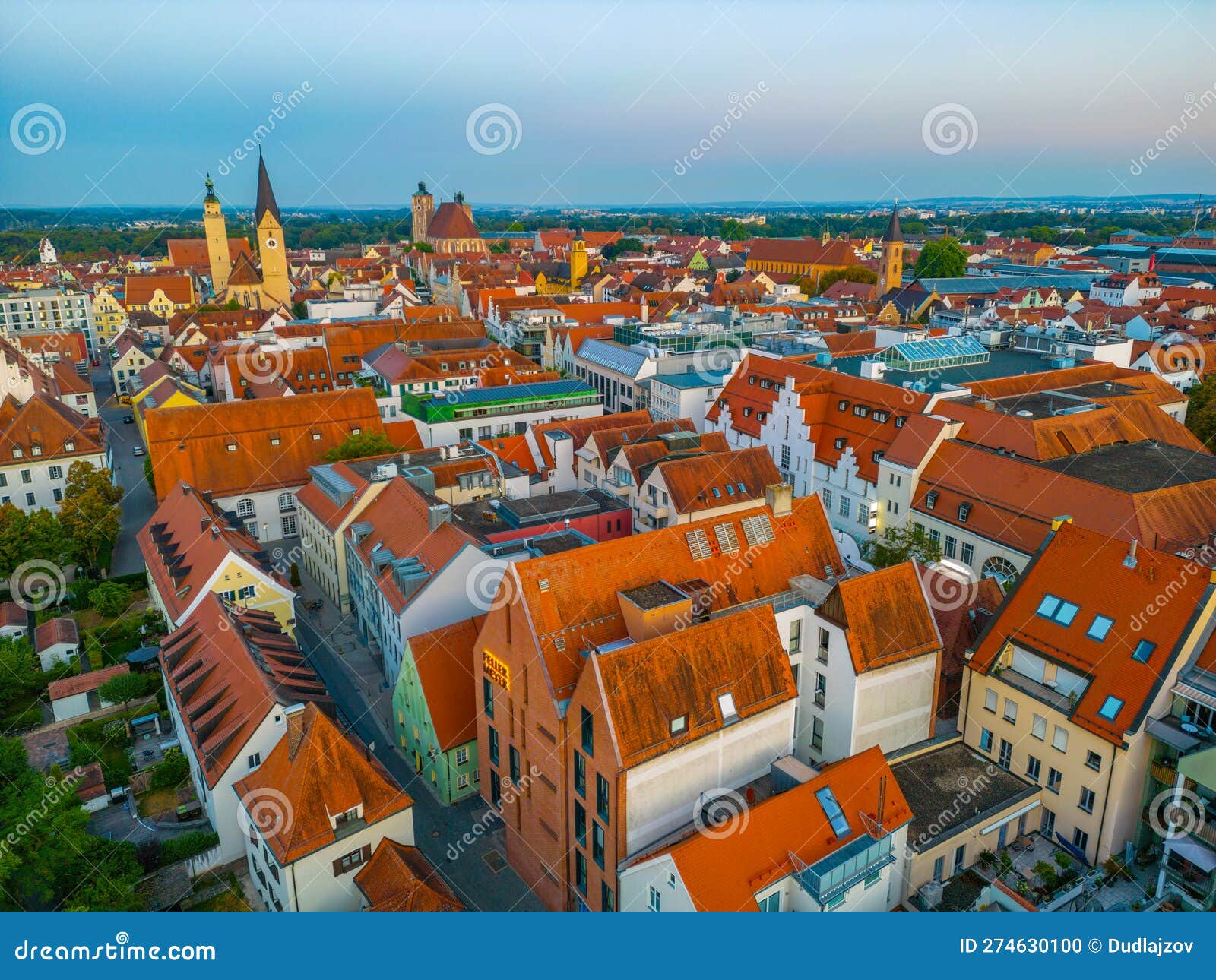 Sunrise View of German Town Ingolstadt Stock Photo - Image of tile ...