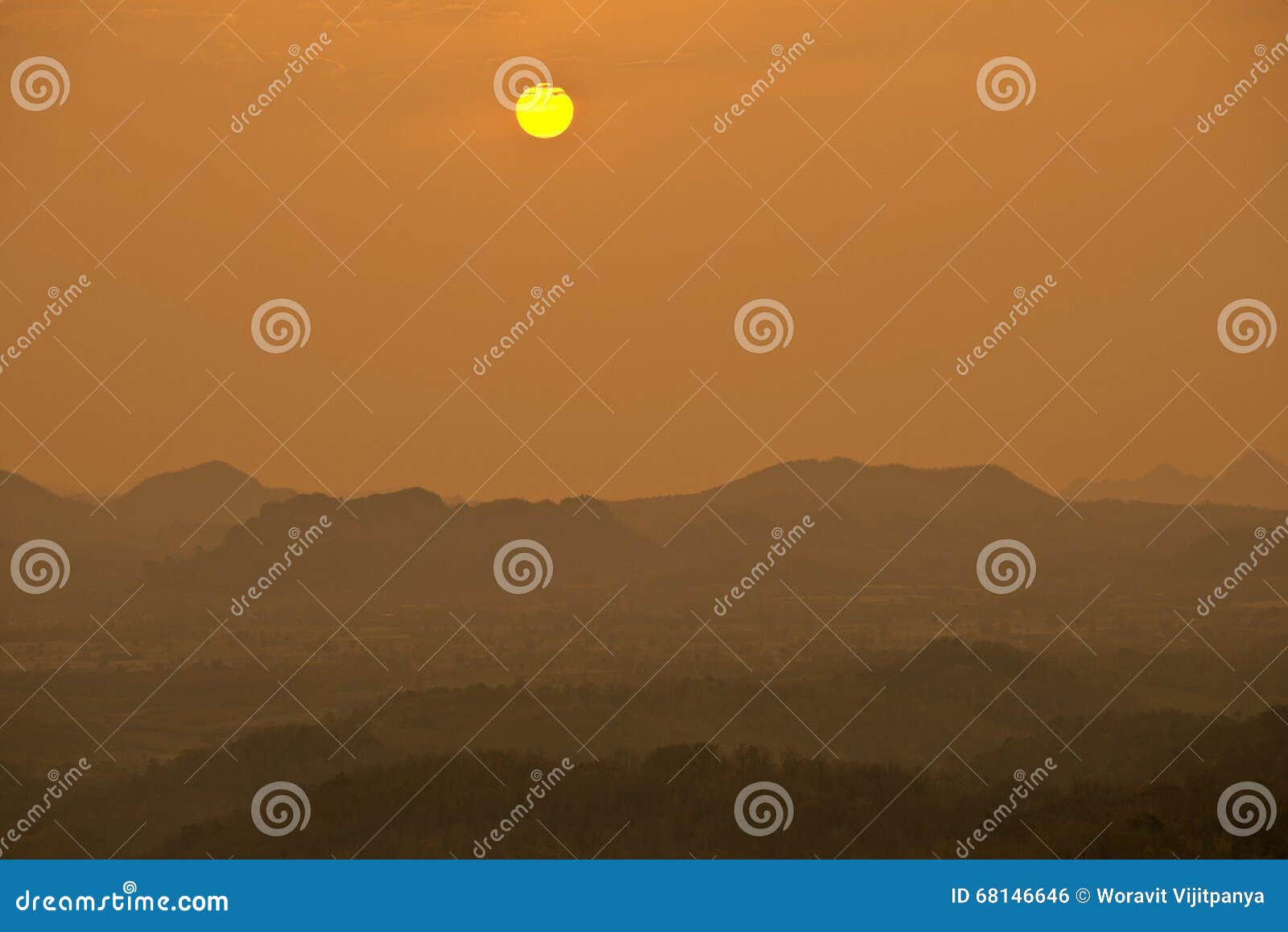 Sunrise view on hilltop stock photo. Image of field, green - 68146646