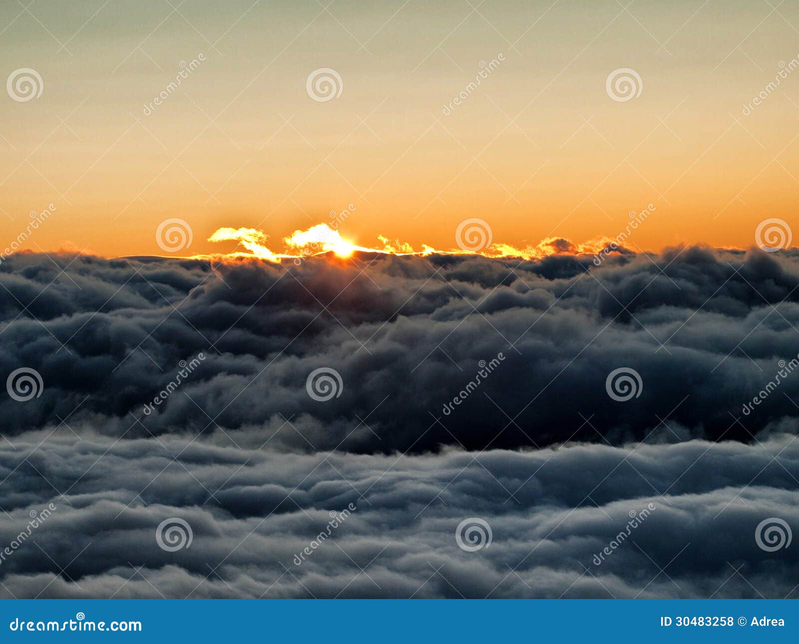 Sunrise or Sunset View at High Altitude Stock Photo - Image of clouds ...