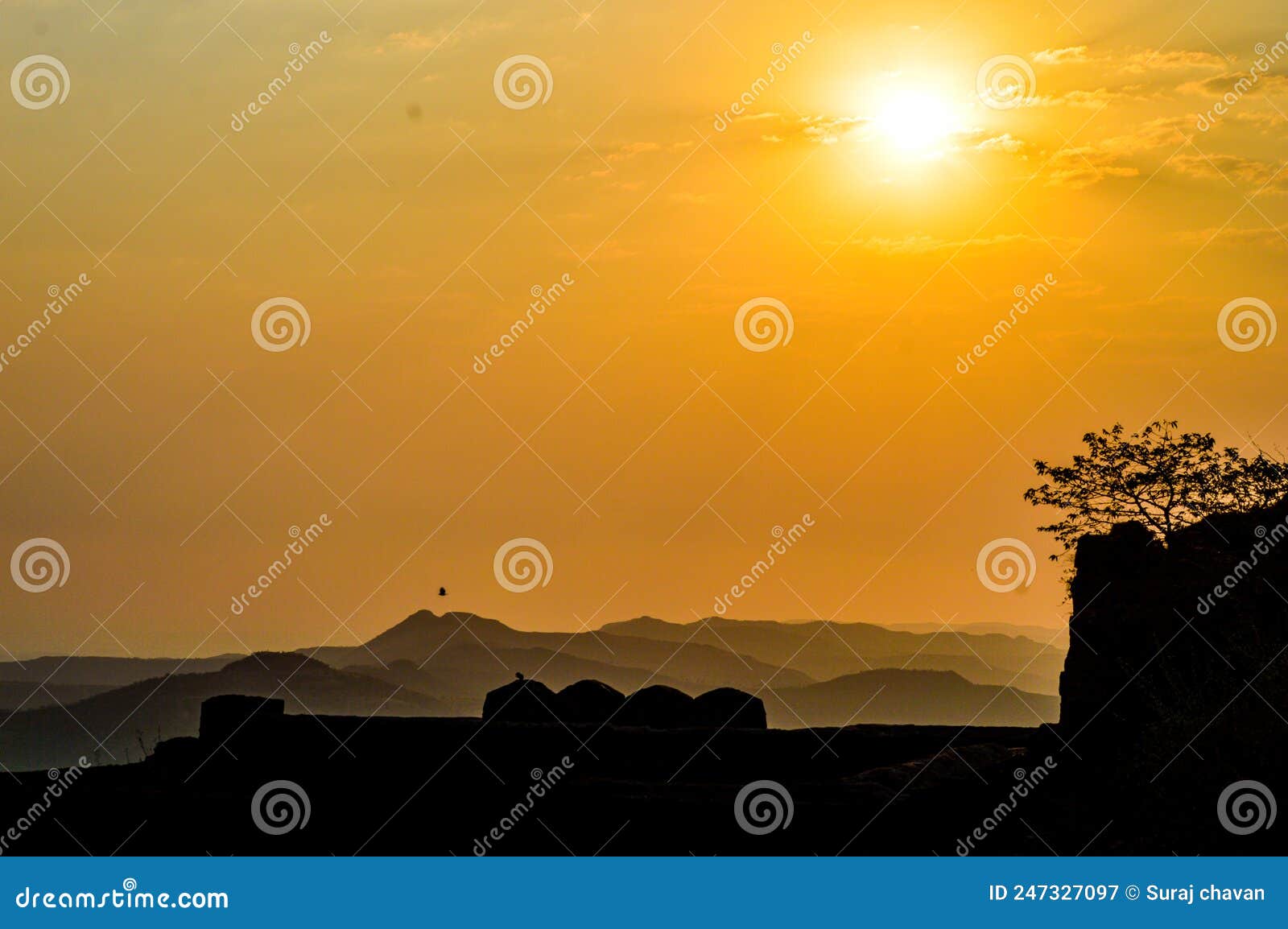 Sunrise View from Sinhgad Fort Stock Image - Image of view, afterglow ...