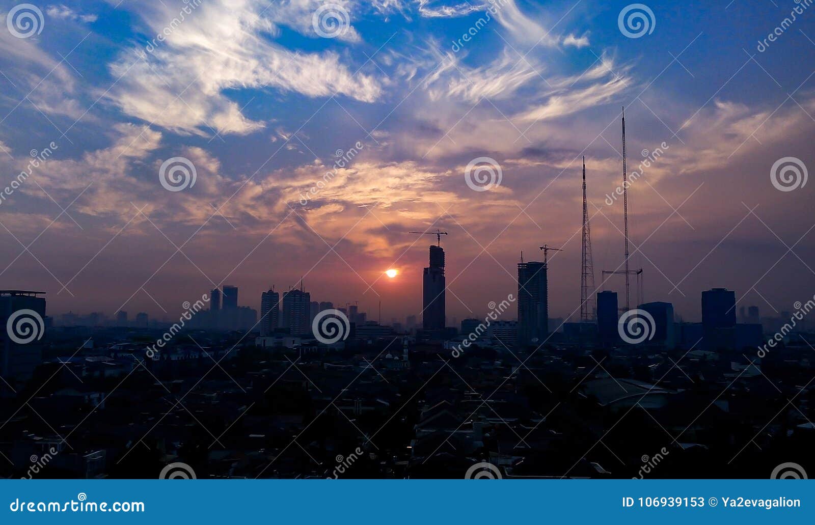 Sunrise stock image. Image of sunrise, city, view, morning - 106939153