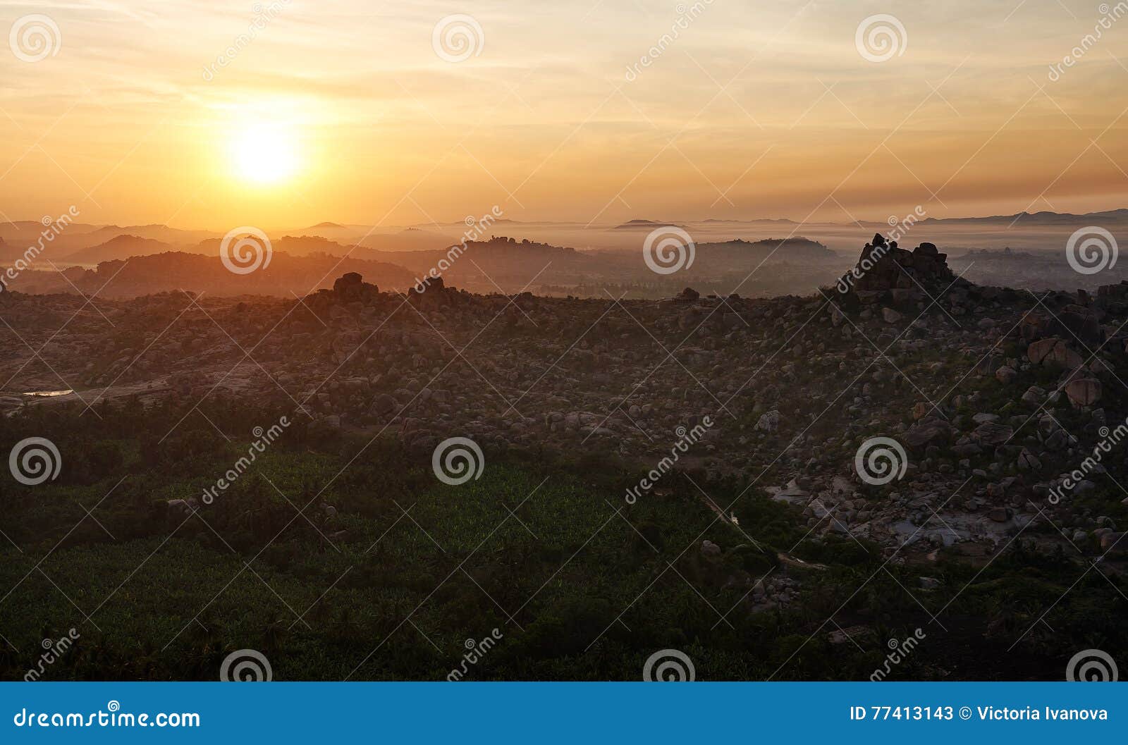 Sunrise View from the Top of Hampi Stock Image - Image of summer, rock ...