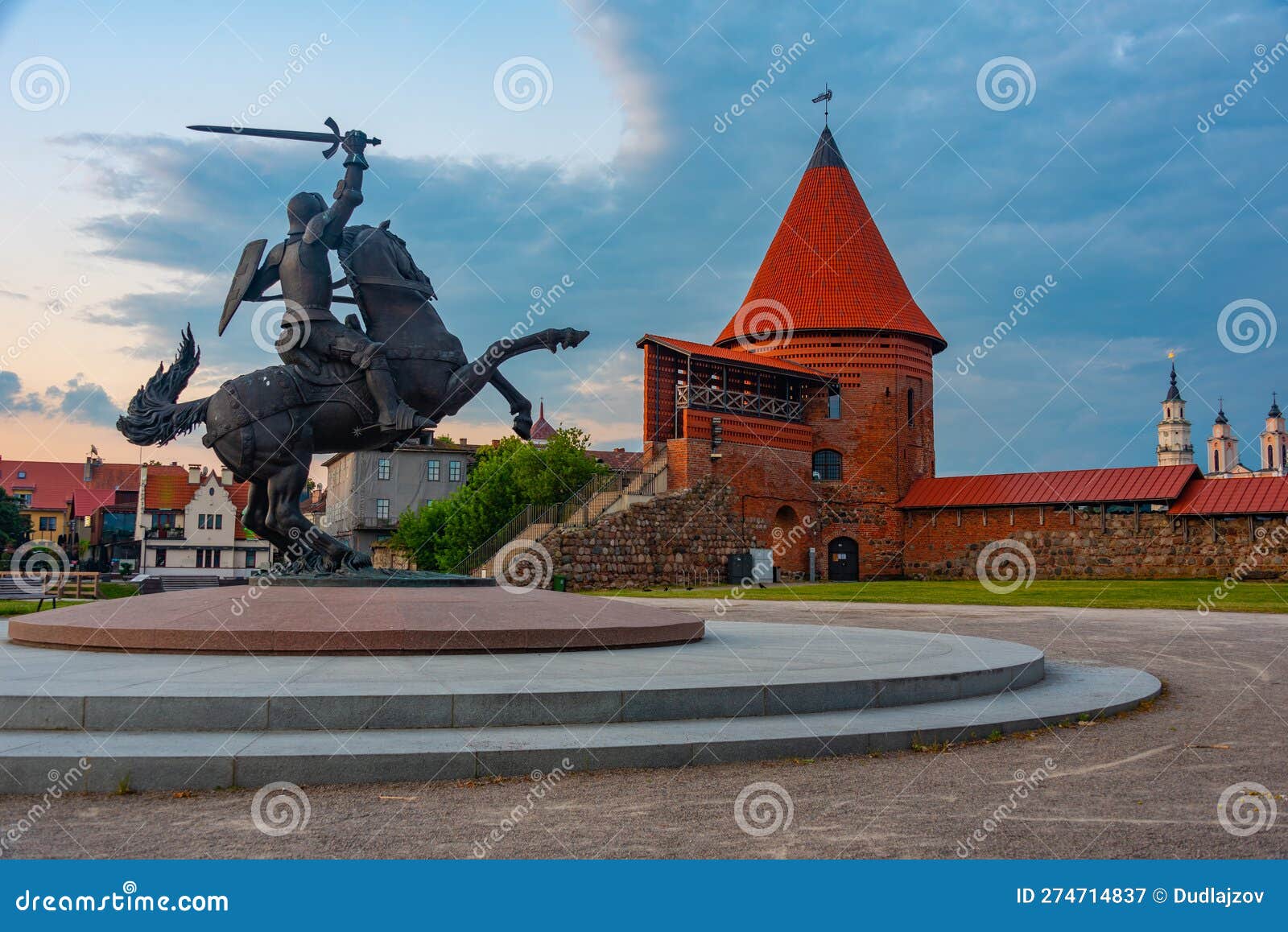 Sunrise View of Vytis Monument in Kaunas, Lithuania Editorial ...