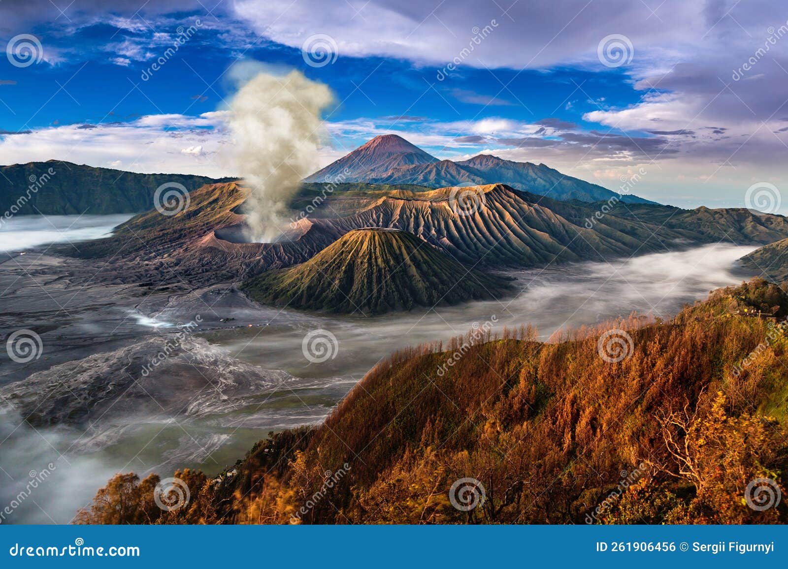 Sunrise at Volcano Bromo, Java Stock Photo - Image of climbing ...