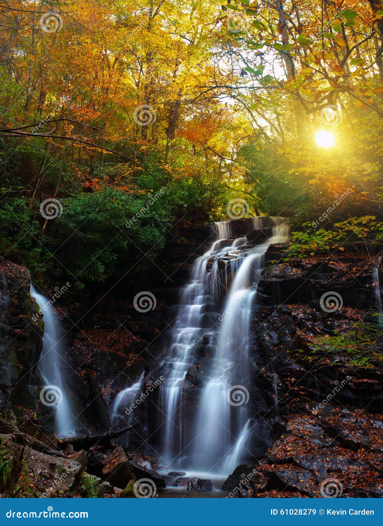 Sunrise Waterfall stock image. Image of sunrise, lake - 61028279