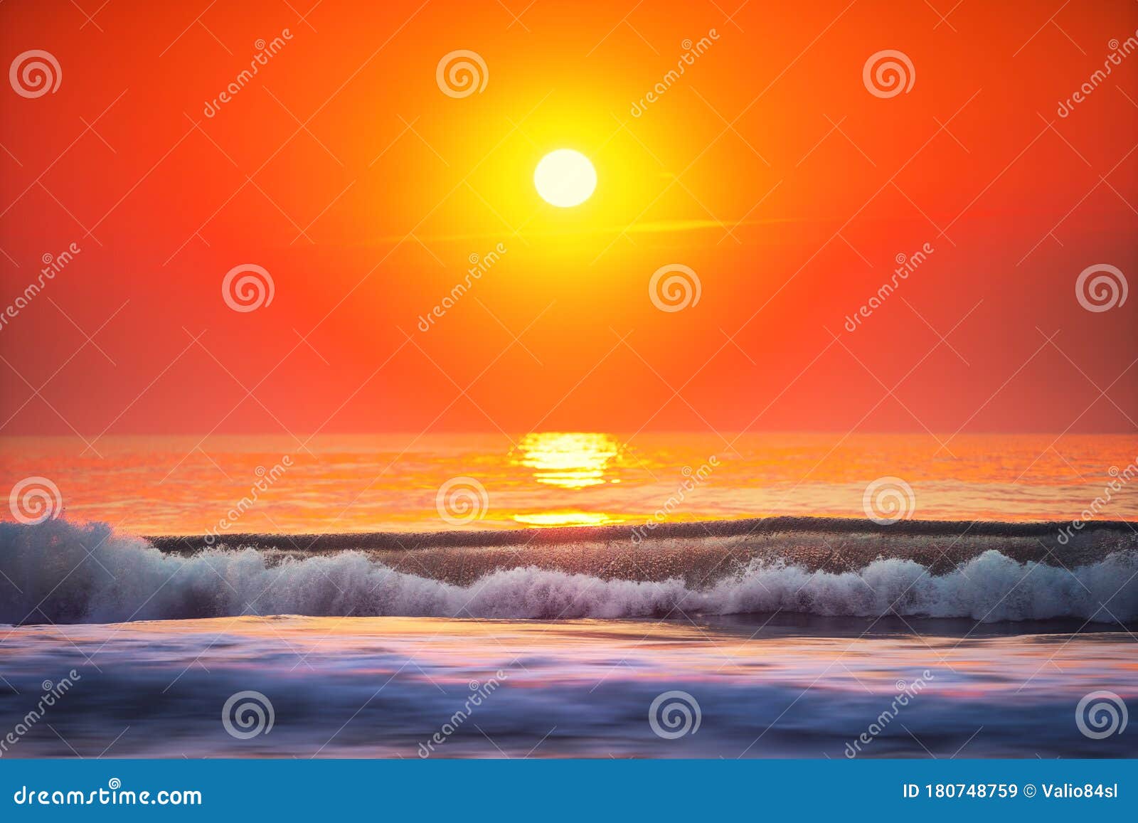 Sea Sunrise Wave. Golden Sun Rising Up Stock Image - Image of splash ...