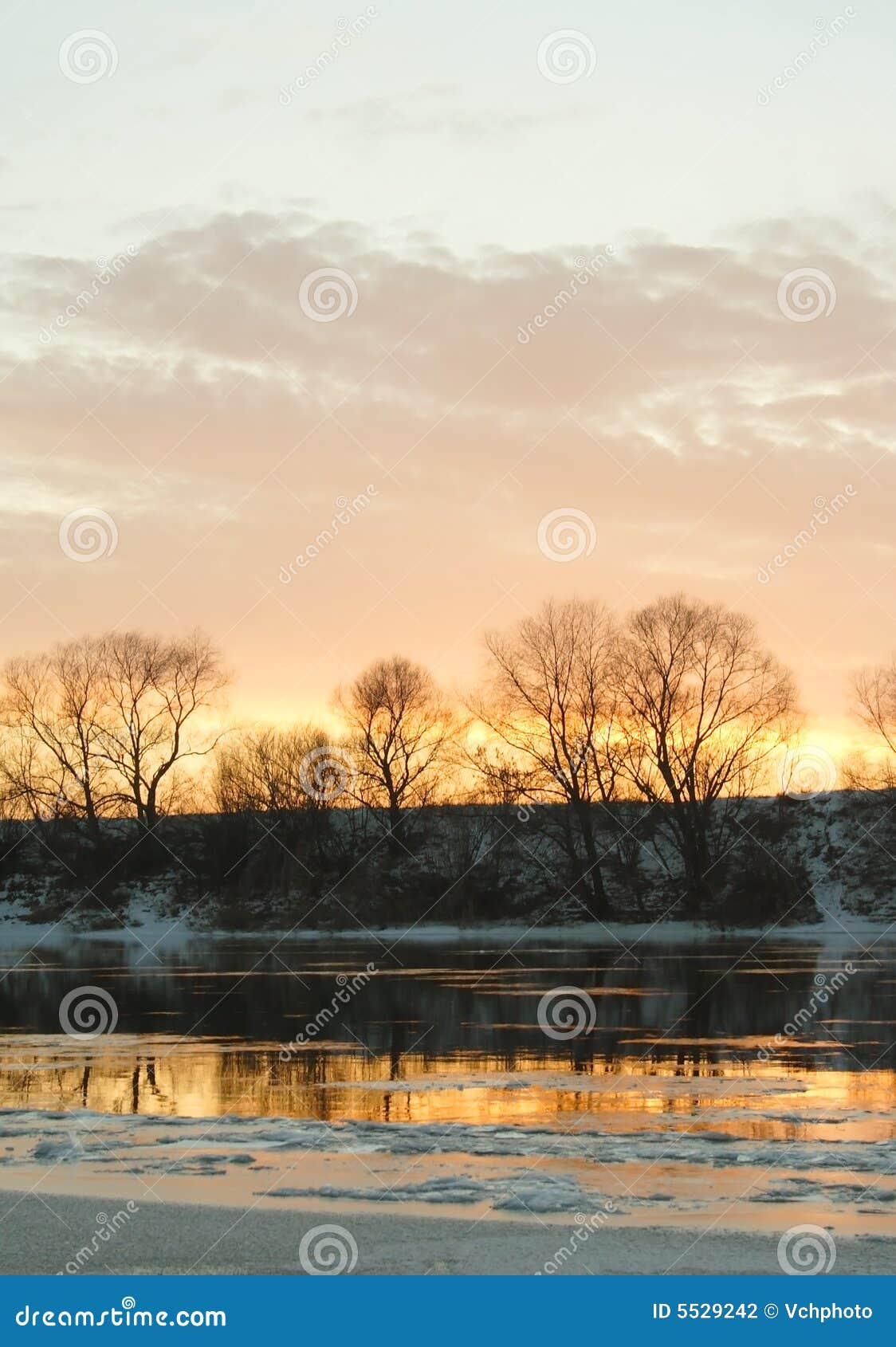 Sunrise with winter river stock photo. Image of landscape - 5529242